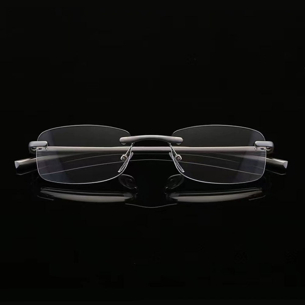Gunmetal Frameless Trimmed Reading Glasses 2.00 Ultra-light Blue Light ...