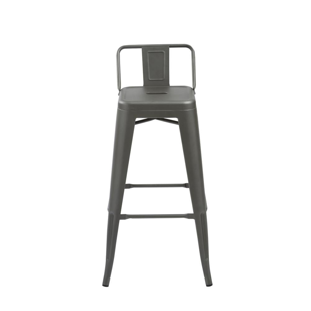 Gunmetal Gray Metal Bar Stool Set of 4 - Walmart.com