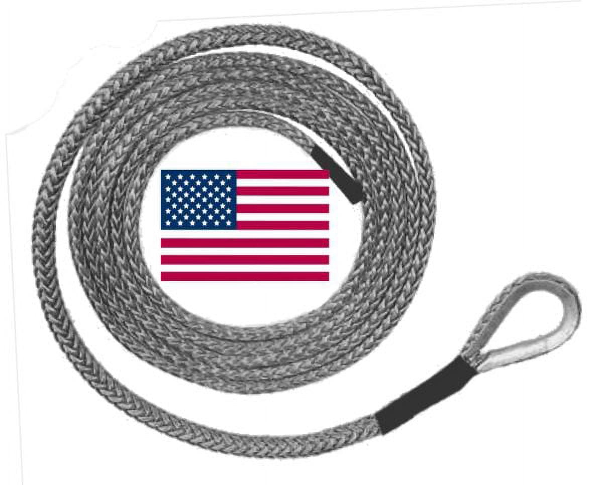 Gunmetal Grey U.S. made AMSTEEL BLUE PLOW ROPE 1/4 inch x 10 ft (9,200 ...