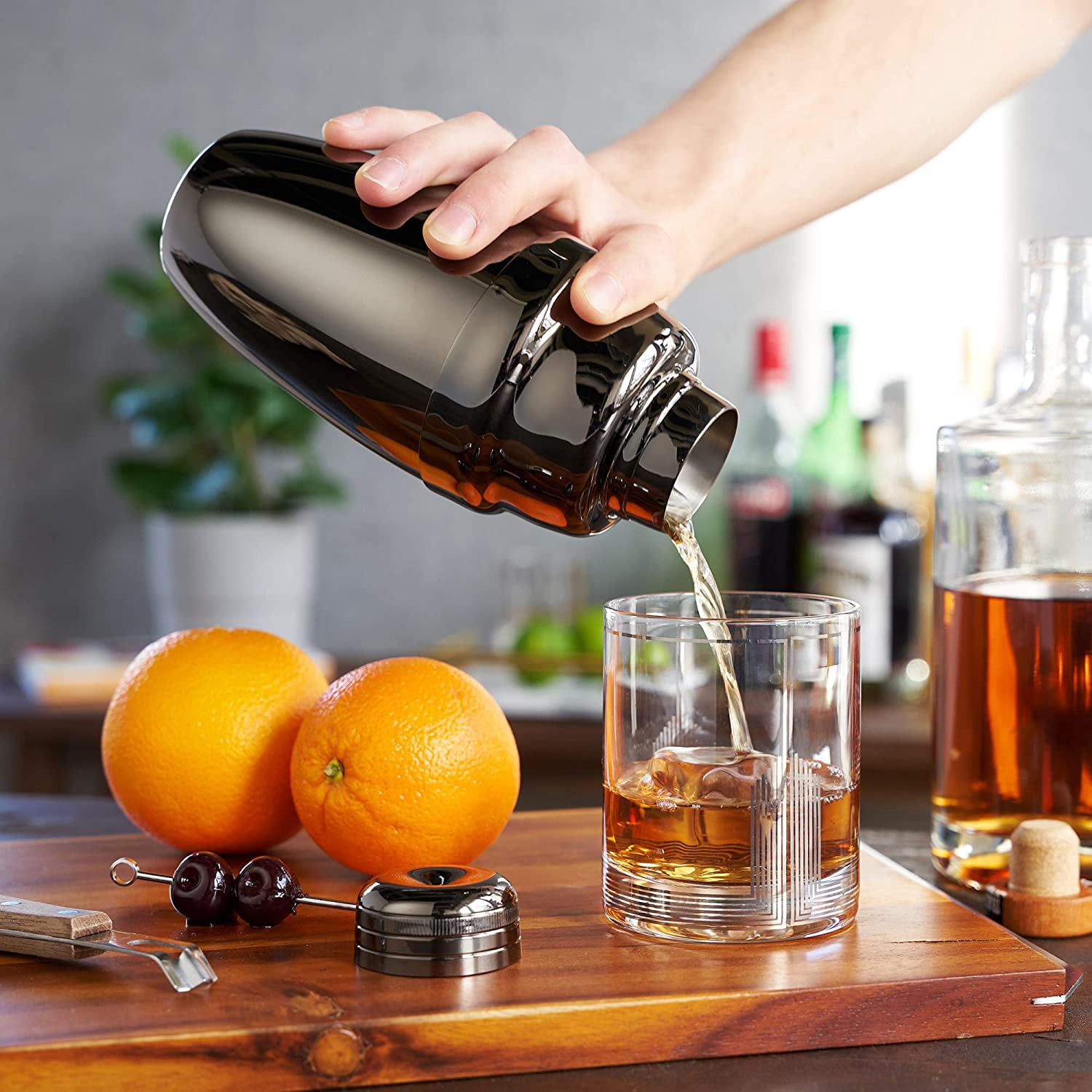 Gunmetal Heavyweight Cocktail Shaker, Stainless Steel Drink Mixer with ...