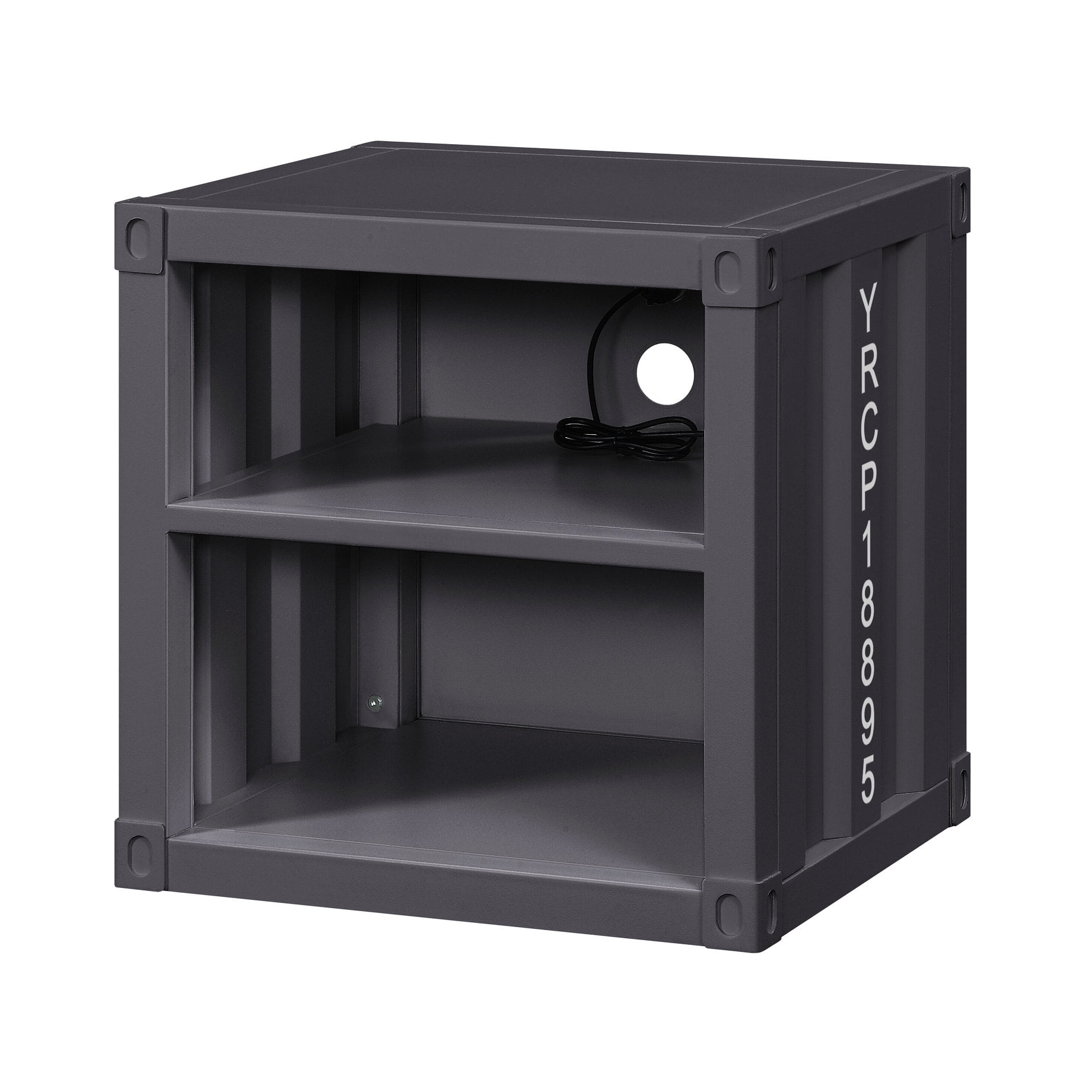 Gunmetal Nightstand | Open Shelves for Bedroom Showcase | Metal ...