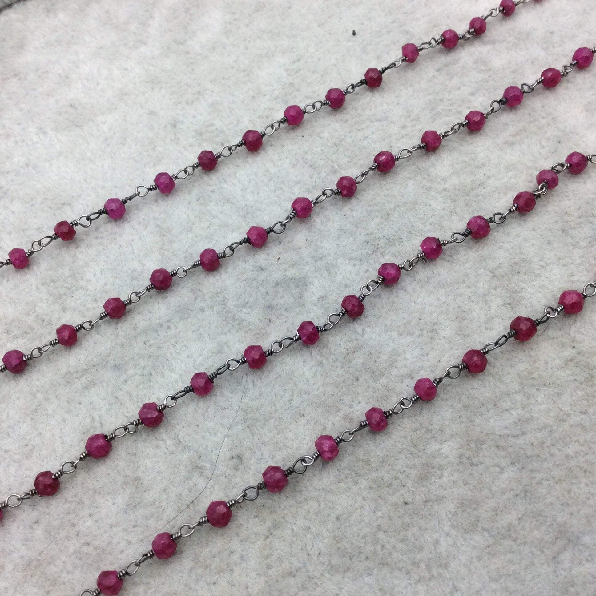 Gunmetal Plated Copper Rosary Chain with Faceted 3-4mm Rondelle Shaped ...