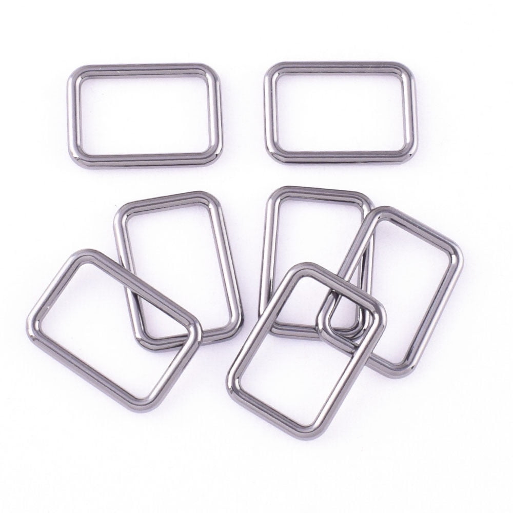 Gunmetal Rectangle Rings Buckle Webbing Belt Buckle 1" Adjuster Square ...