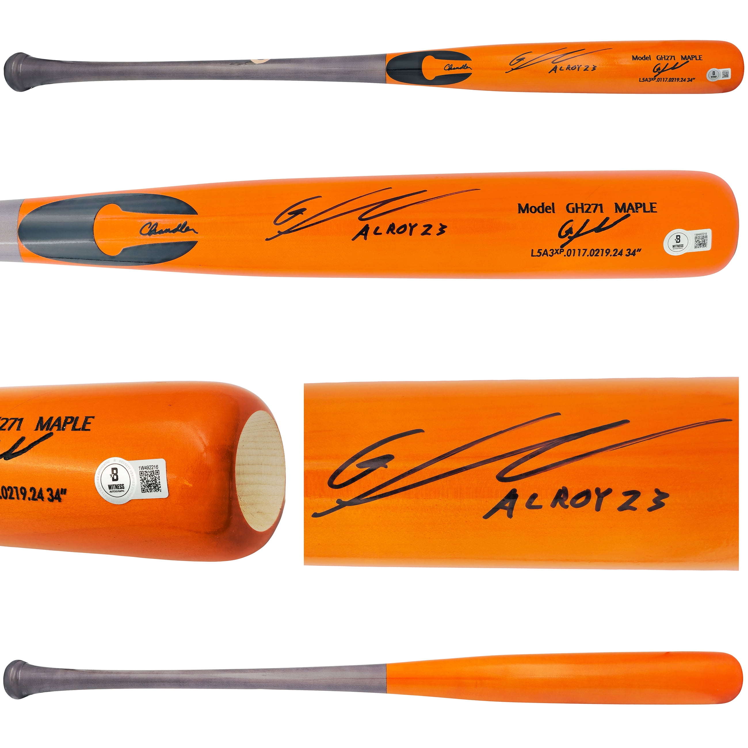 Gunnar Henderson Autographed Orange Chandler Player Model Baseball Bat ...