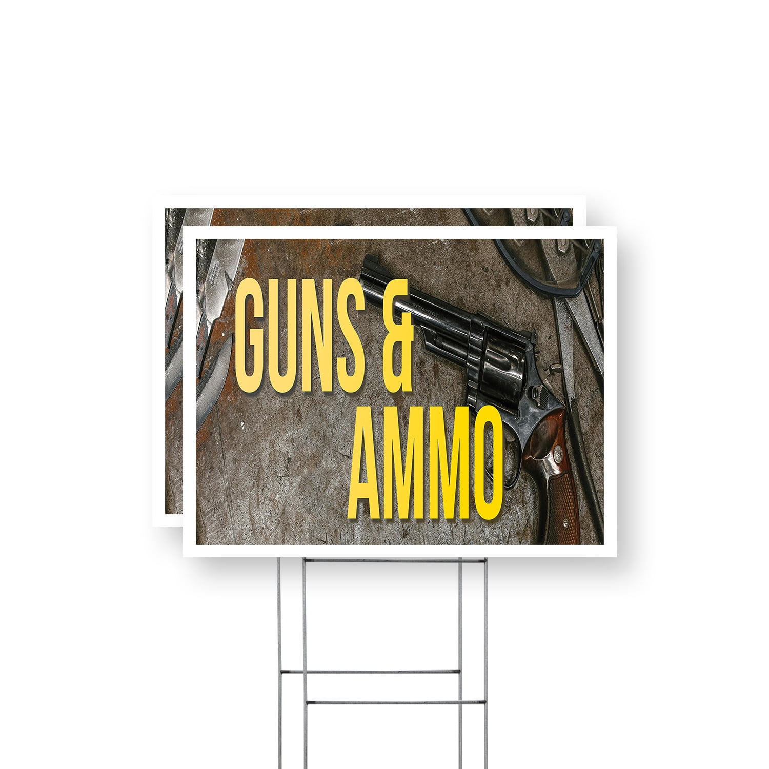 Guns Ammo Yard Sign 2 Pack of 12 Inch x 16 Inch Single Sided ...