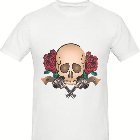 Guns And Roses Skull T-Shirt - Comfortable 100% Cotton 220g High ...