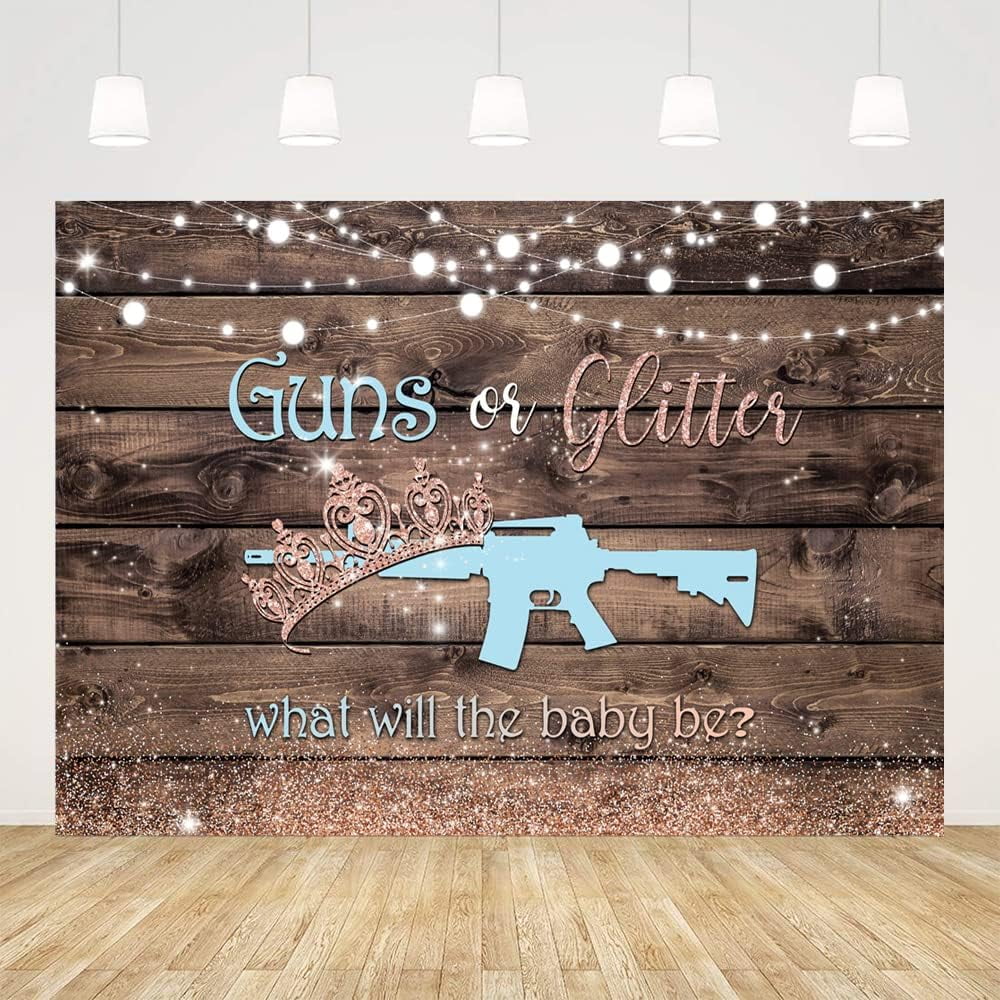 Guns or Gender Reveal Backdrop Rustic Brown Wooden Photography ...