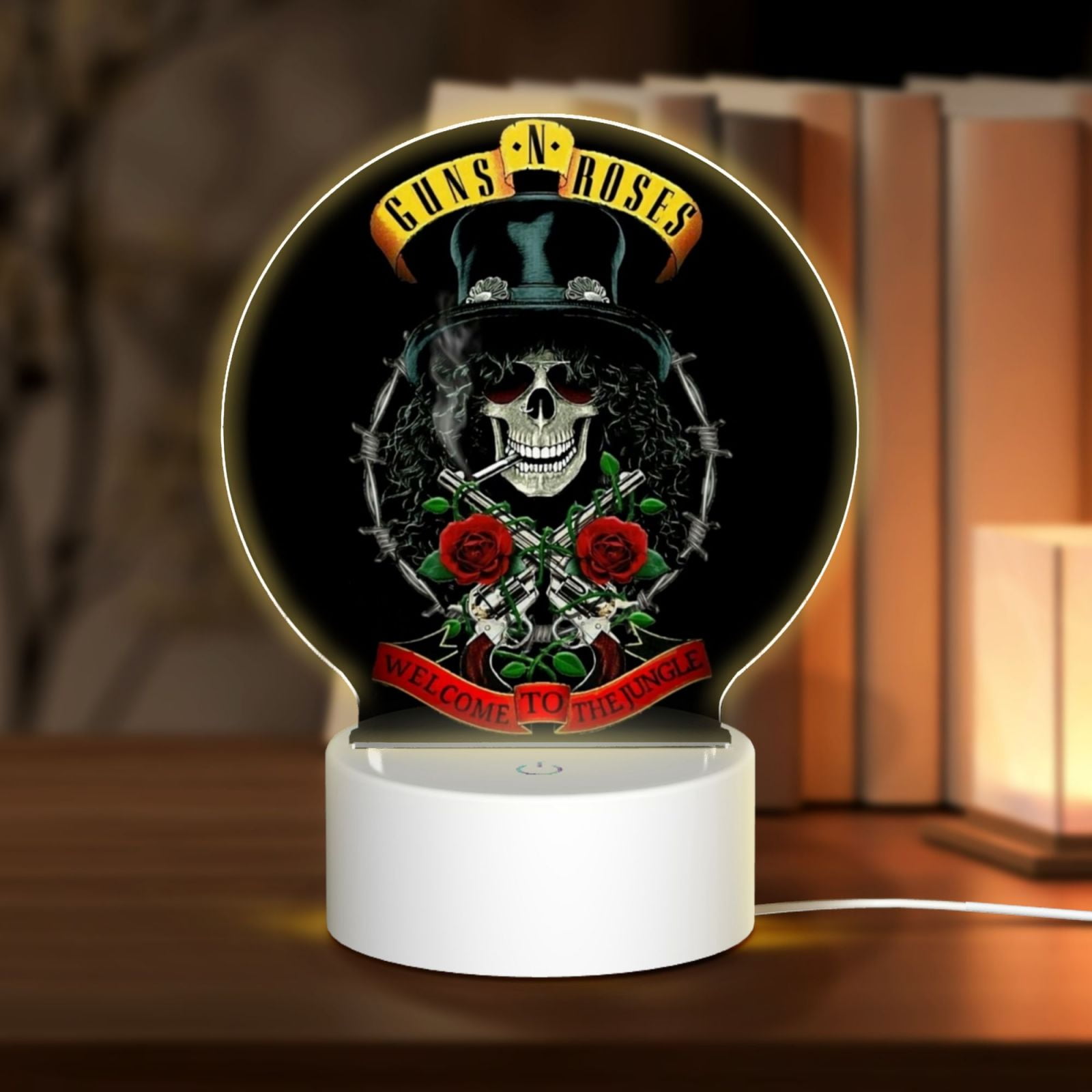 Guns N' Roses Anime Round Acrylic Night Light Is Suitable For Rooms ...