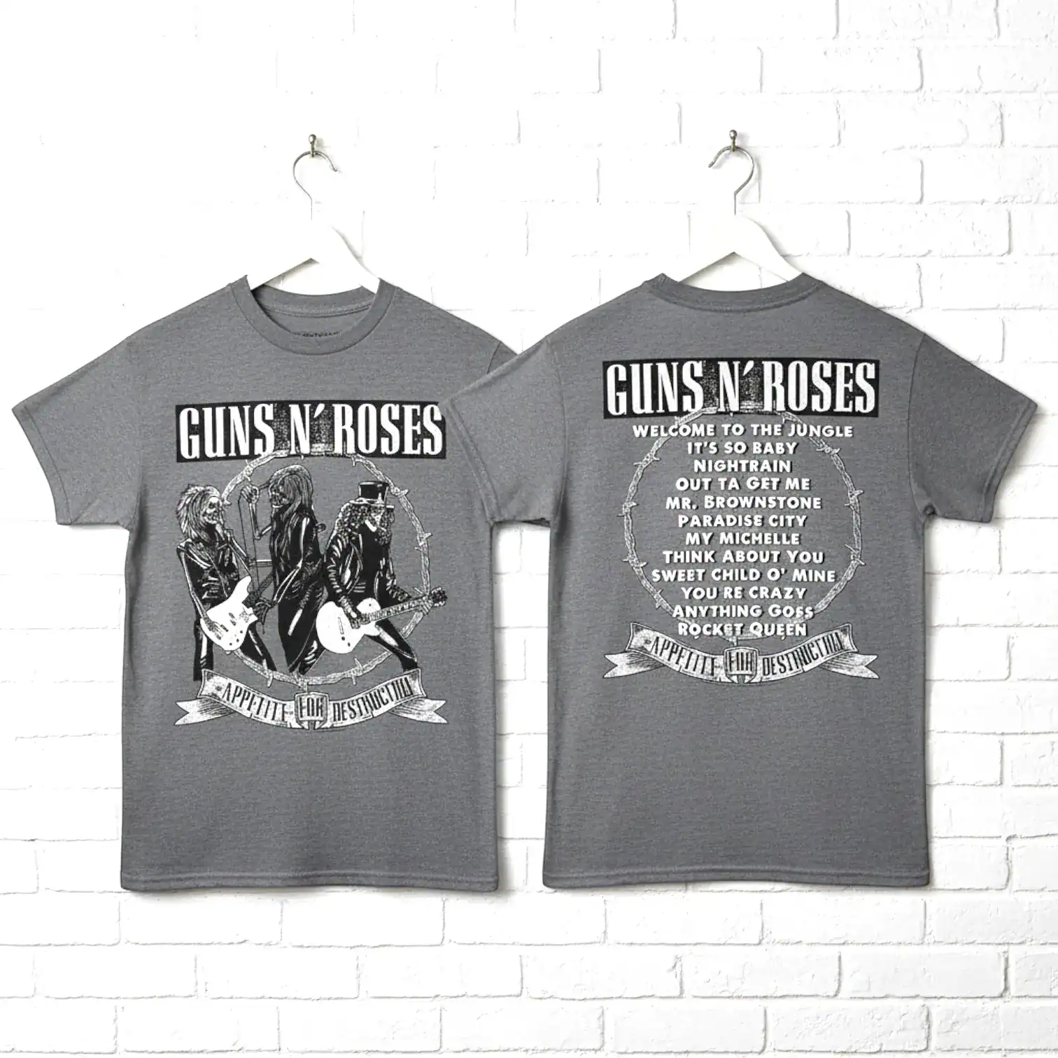 Guns N Roses Appetite For Destruction Tracklist Men's T Shirt ...
