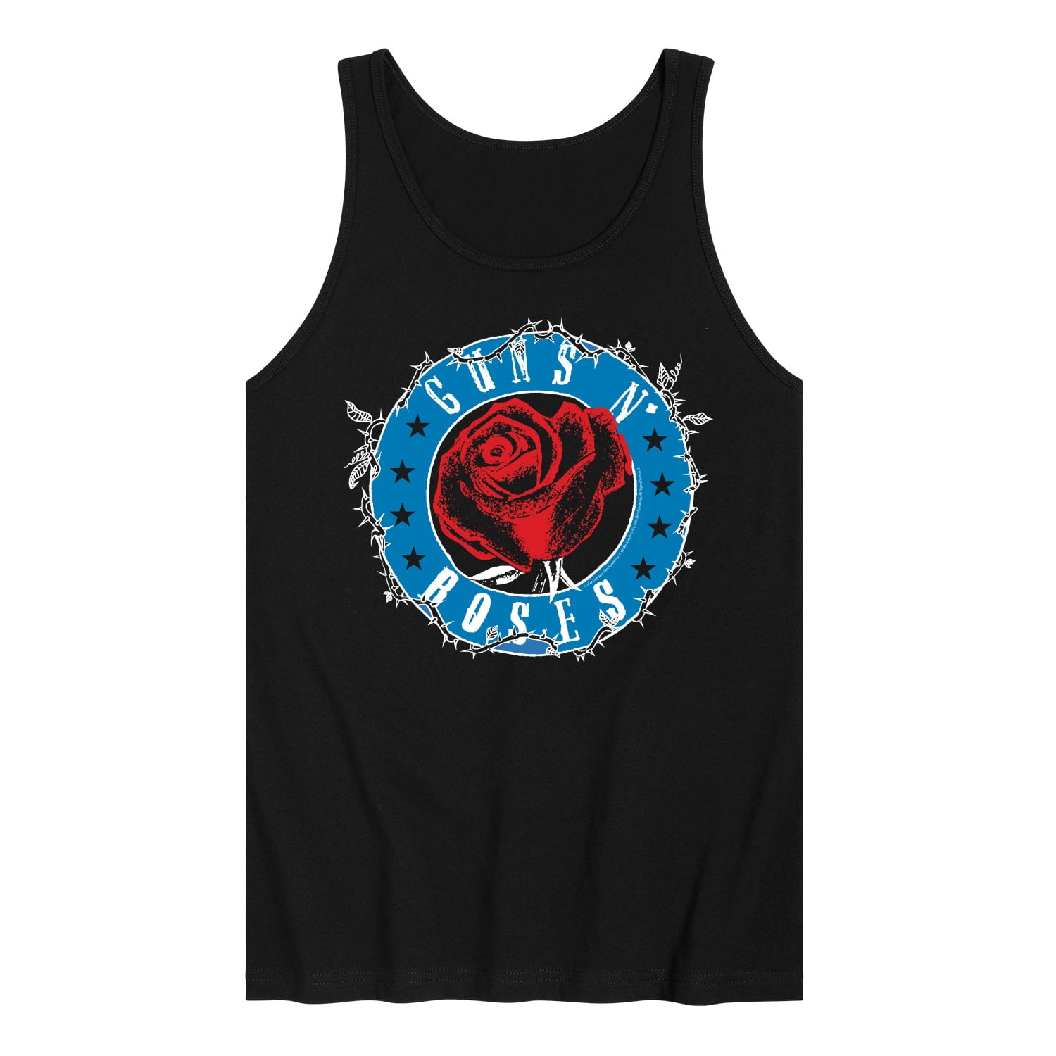 Guns N' Roses - Red Rose White Vine Blue Emblem - Men's Jersey Tank Top ...