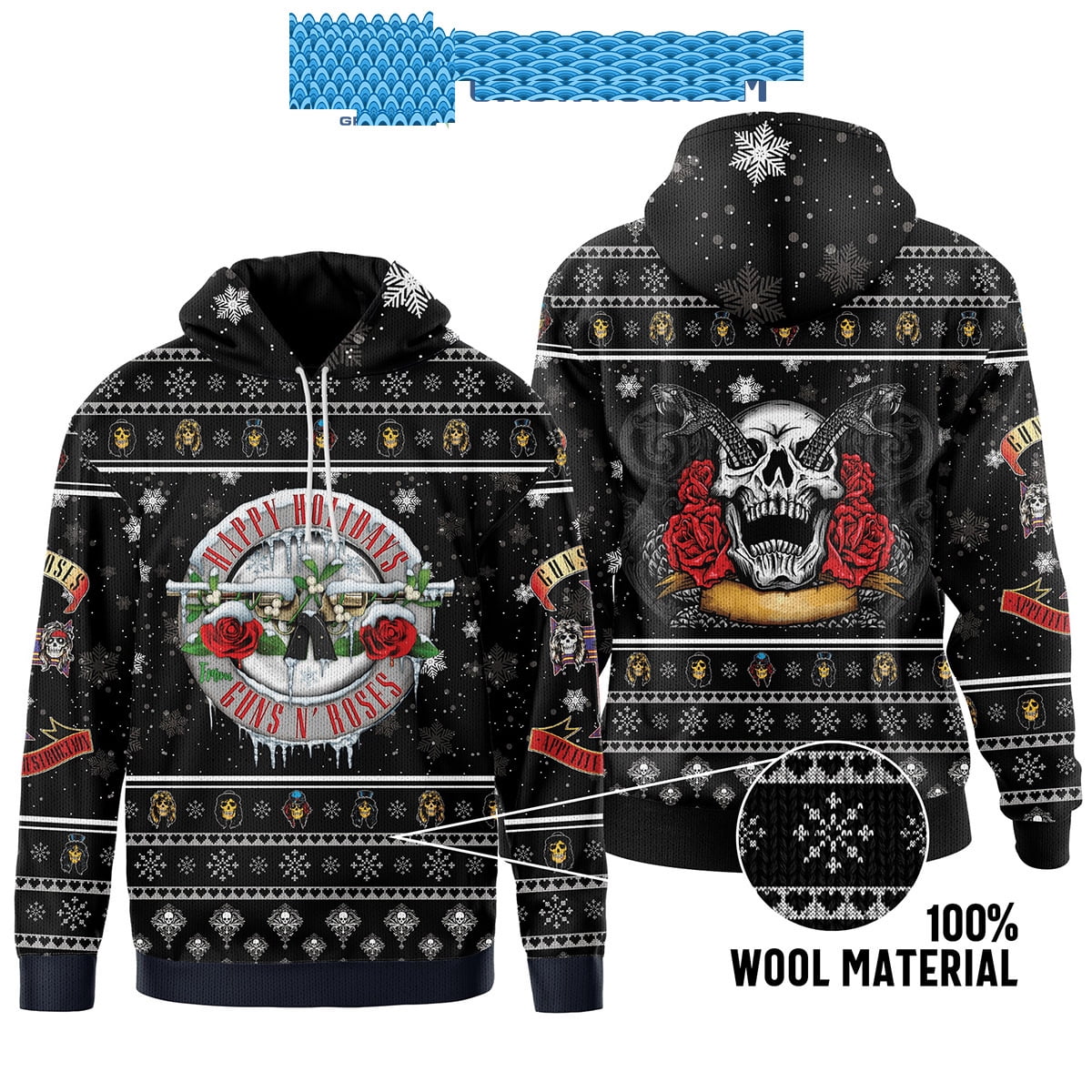 Guns NRoses Happy Holidays Christmas Zip Hoodie T-Shirt - Walmart.com