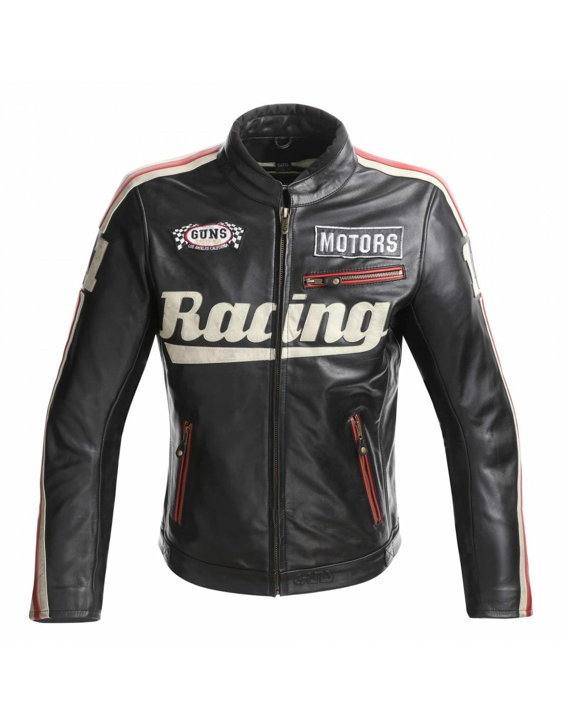 Guns Wear Racing CE Men's Black Leather Motorcycle Jacket with Back ...