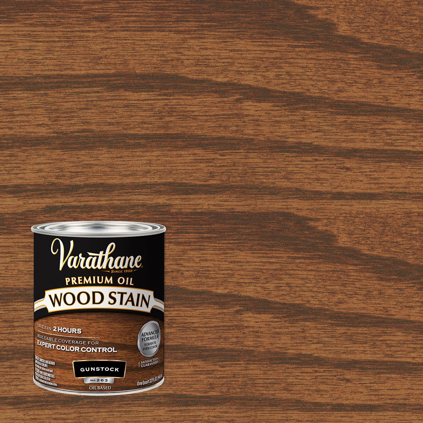 2 Pack, Gunstock, Varathane Premium Oil-Based Interior Wood Stain-211728H, Quart - Walmart.com