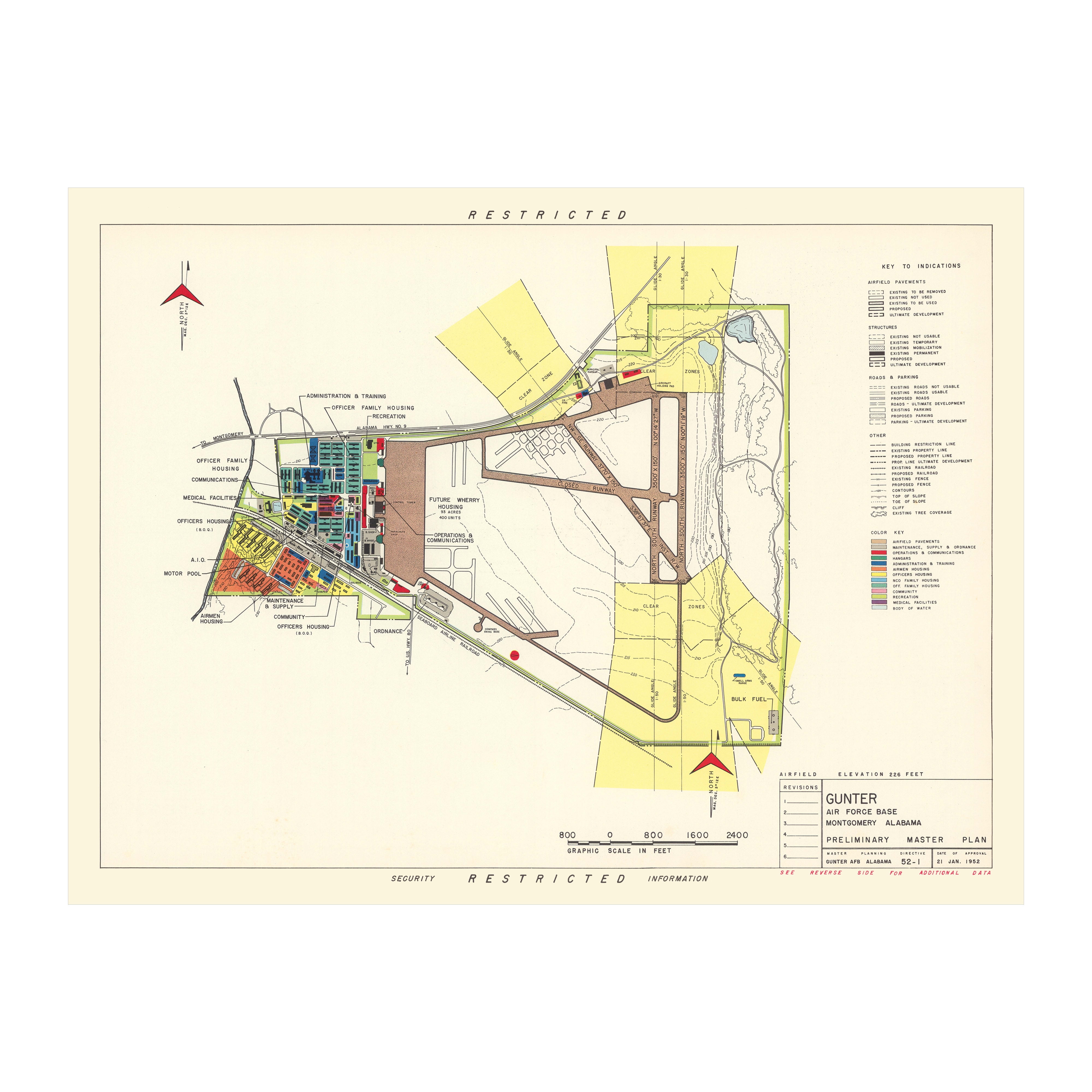 Gunter Air Force Base Art, 1952 Vintage Map of Gunter Air Force Base ...