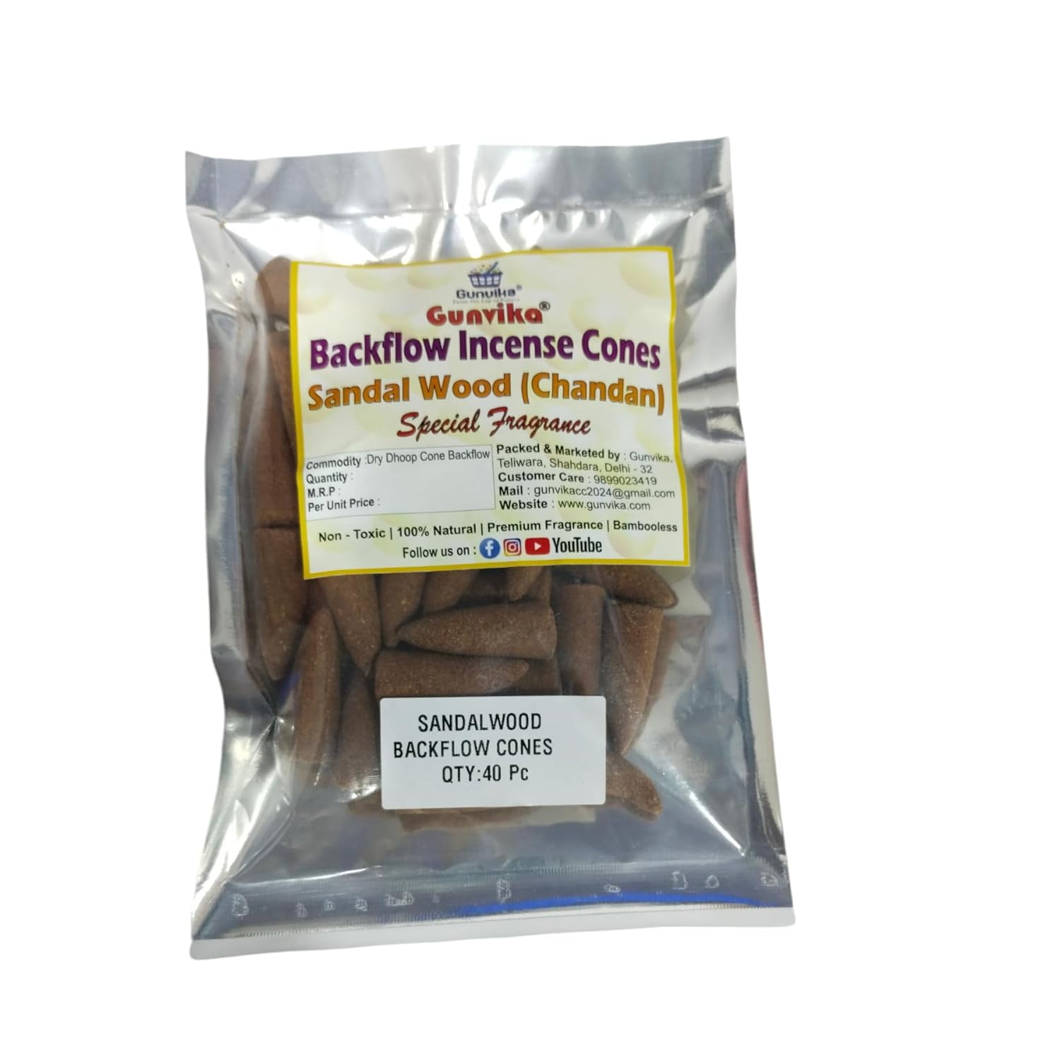 Gunvika Scented Incense Backflow Cone Dhoop No Charcoal No Bamboo ...