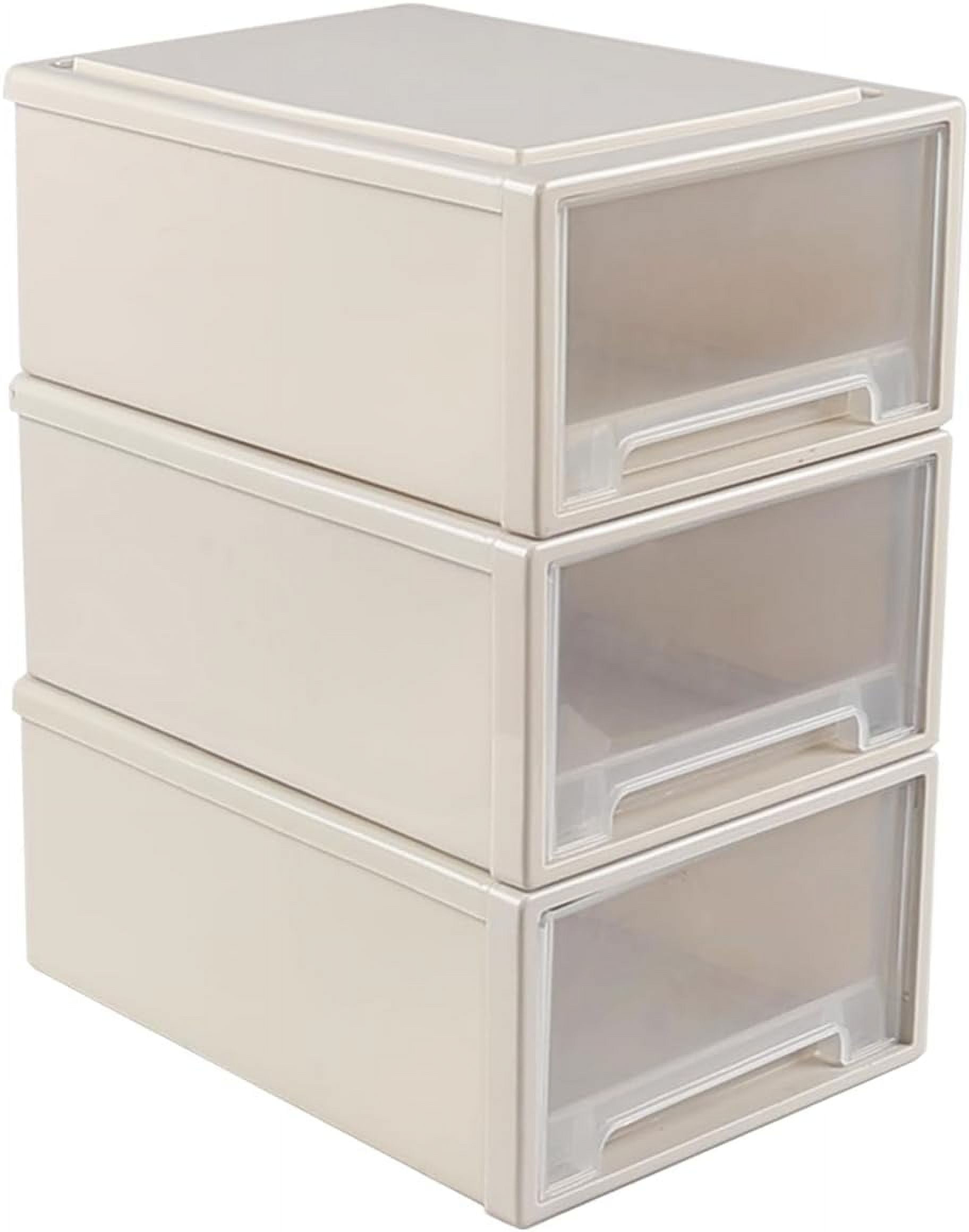 Guo 19 Quart Plastic Drawer Storage Stackable, Plastic Compact Stacking ...