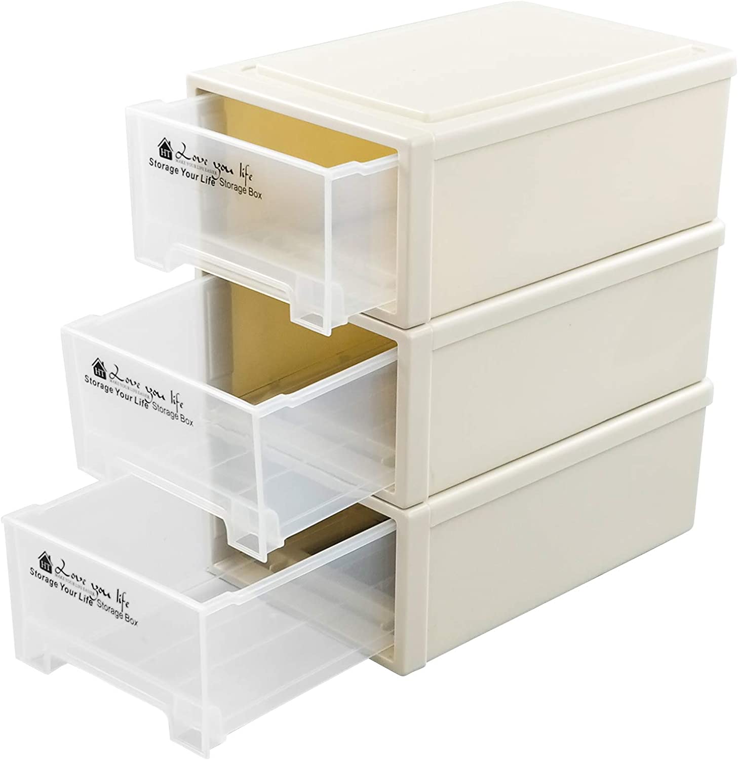 Guo 19 Quart Plastic Drawer Storage Stackable, Plastic Compact Stacking ...