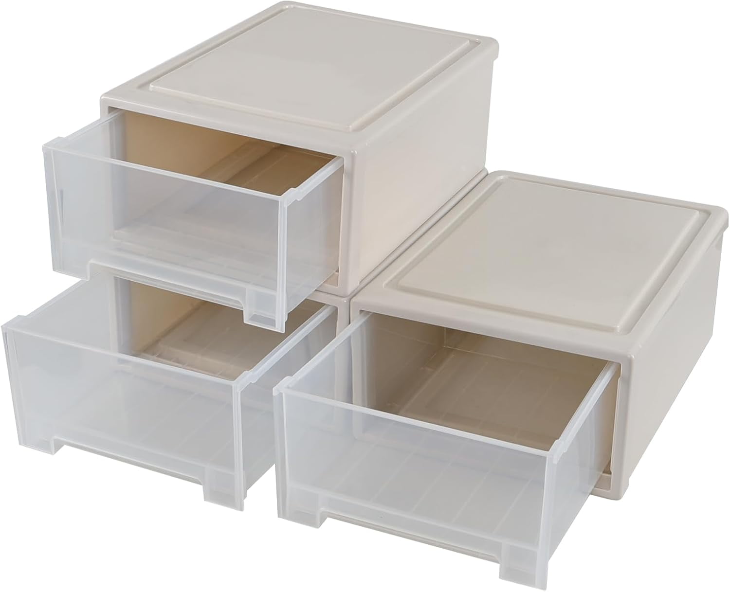 Guo 19 Quart Plastic Drawer Storage Stackable, Plastic Compact Stacking ...