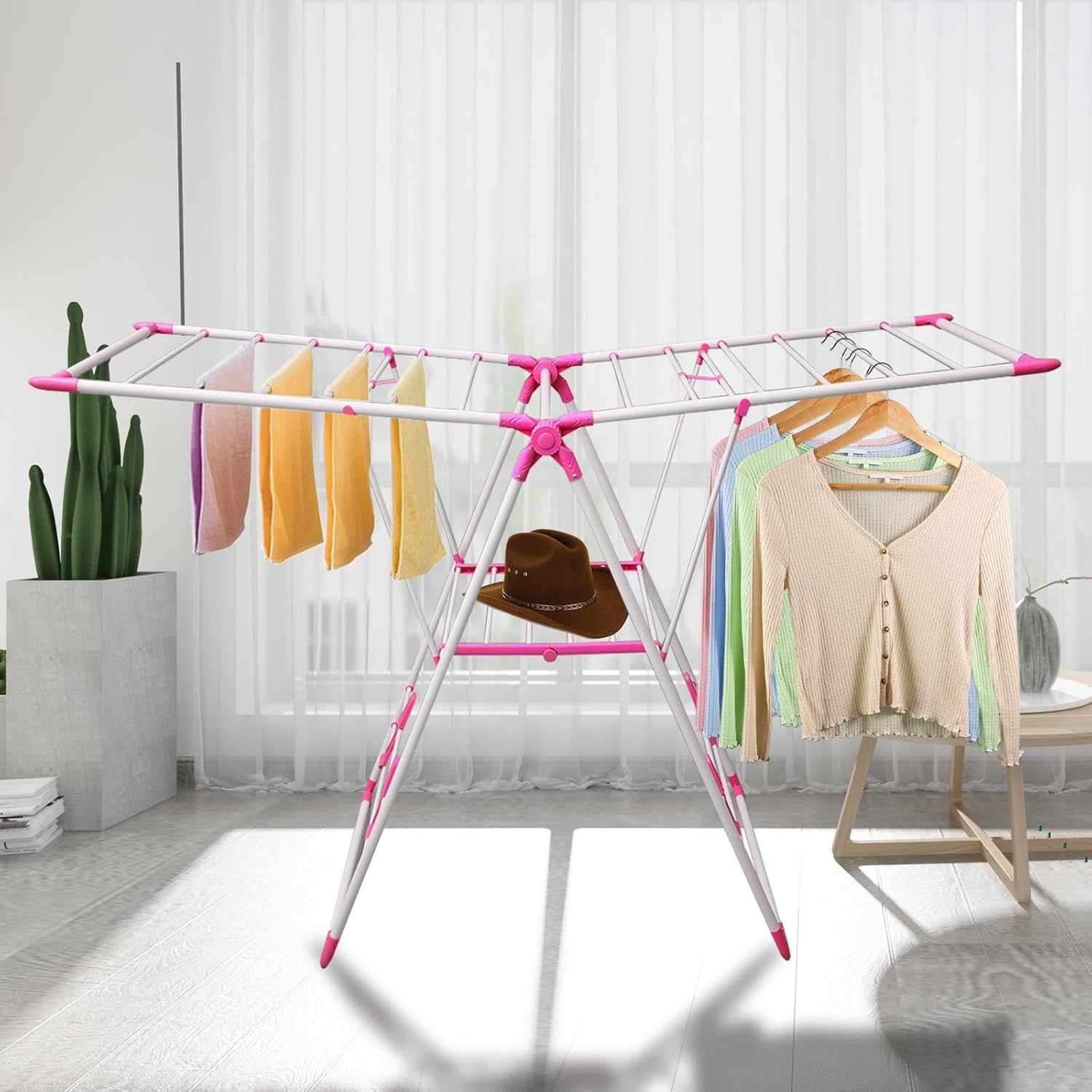 Guo 2-Tier Winged Collapsible Clothes Hanger, Stainless Steel Indoor ...