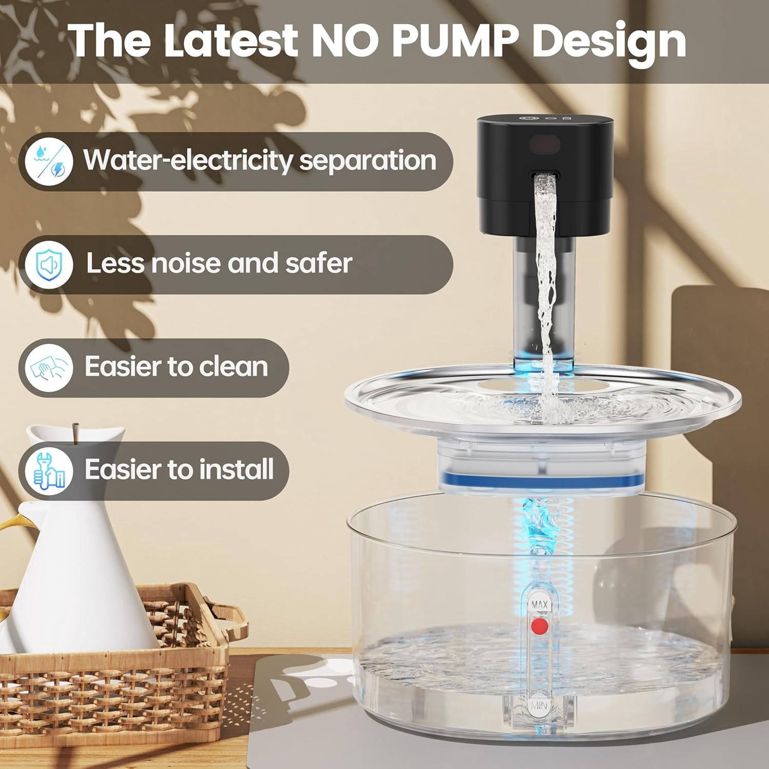 Guo 3.2l/108oz Wireless Stainless Steel Pet Water Fountain, Cordless ...
