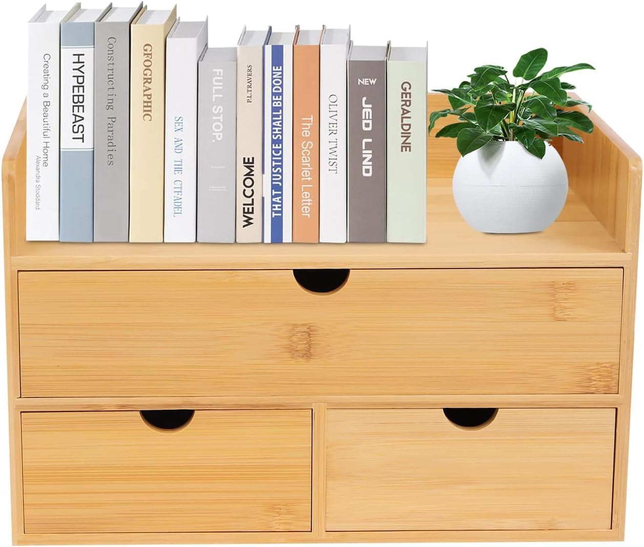 Guo 3 Tier Bamboo Desktop Organizer with 3 Drawers, Mini Tabletop ...