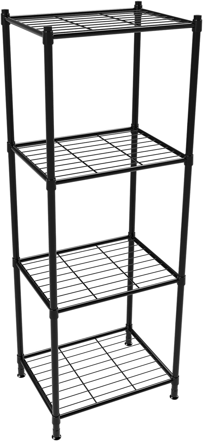 Guo 4-Tier Wire Shelving Unit, 13 x 17 x 47 Inches, Black Metal Storage ...