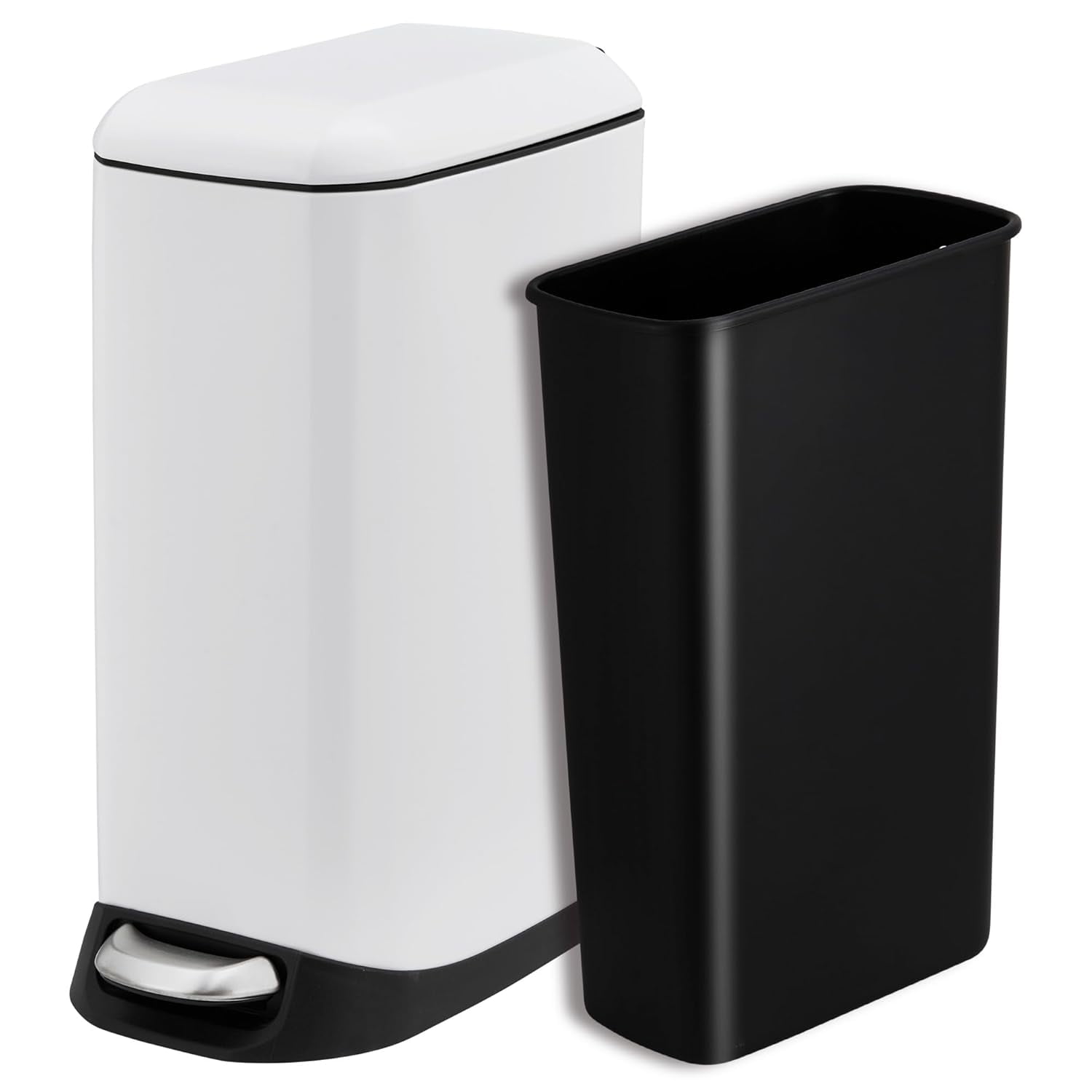 Guo Bathroom Trash Bin with Lid, 3.2 Gallon Stainless Steel Kitchen ...
