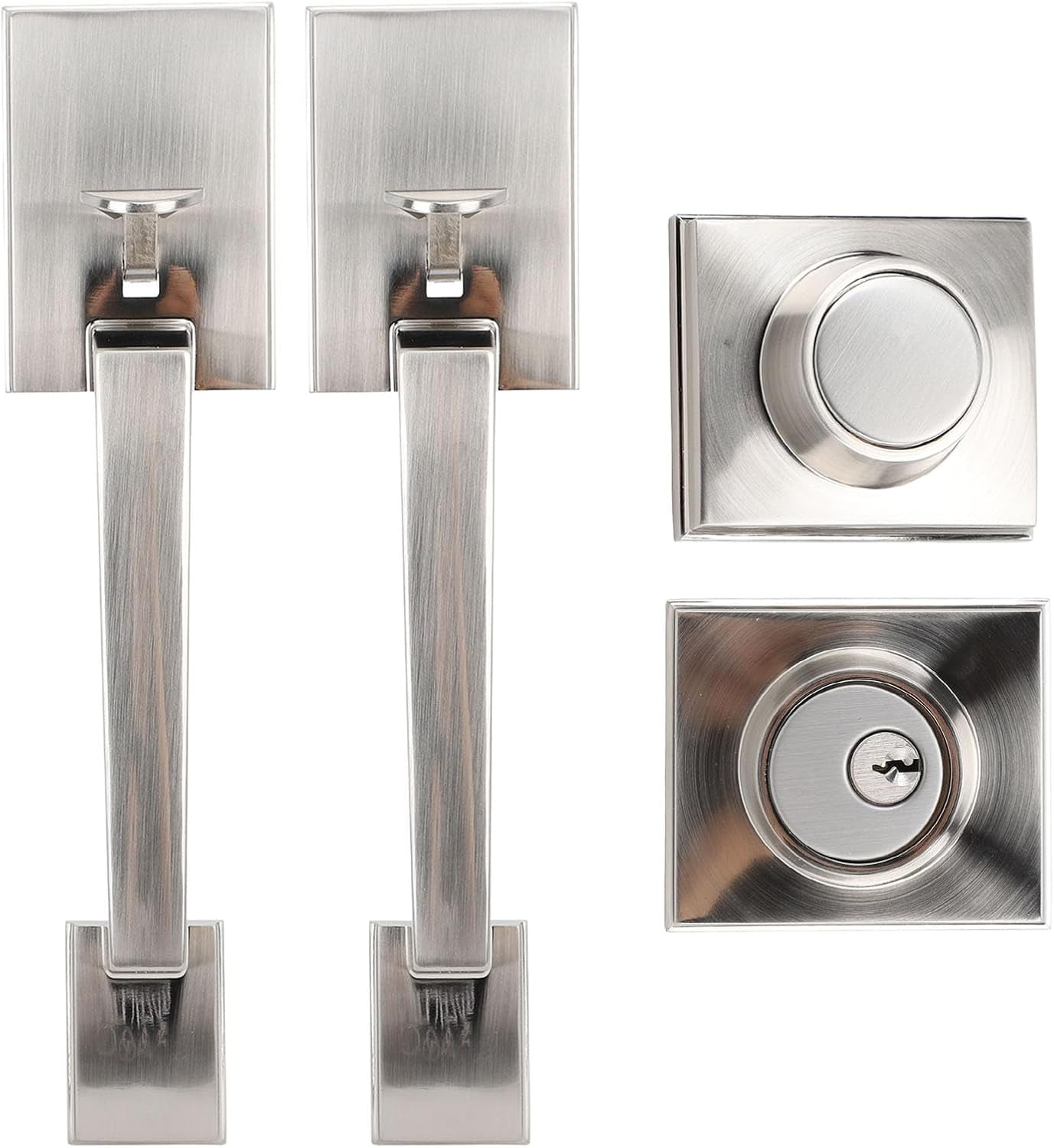 Guo Double Front Door Handle Set, Heavy Duty Modern Square Hole Spacing ...