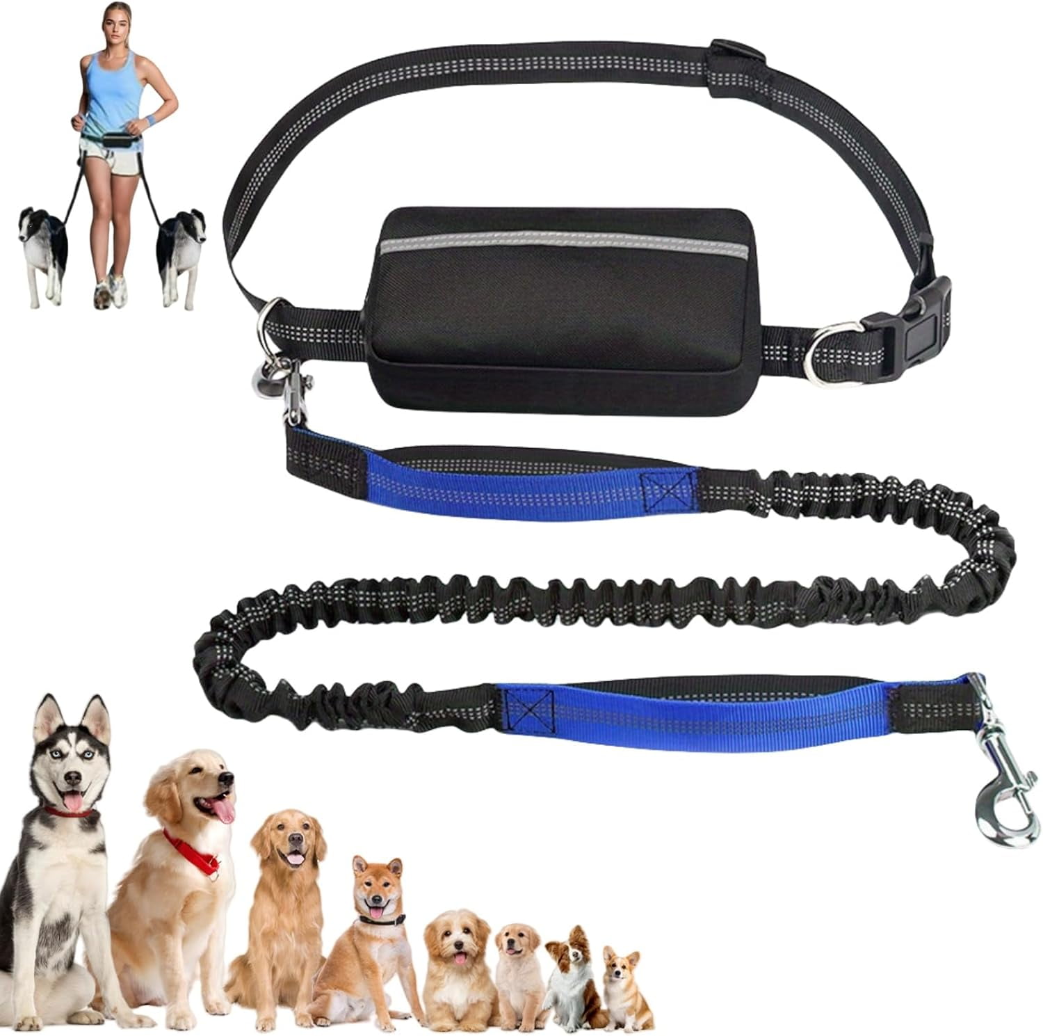 Guo Dual Padded Handles Waist Leashes for Dogs Walking, Retractable ...