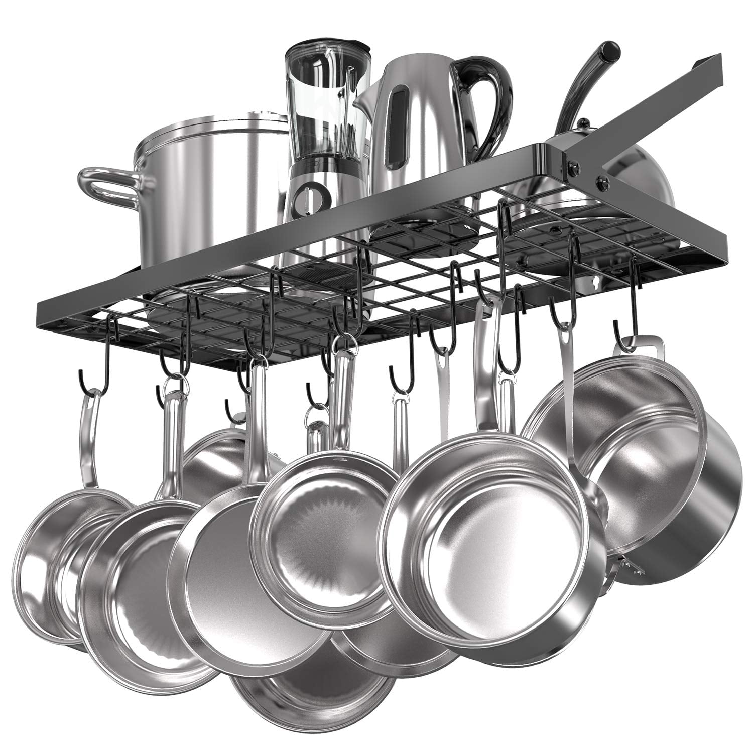 Guo Hanging Pots and Pans Organizer - Wall Mounted Pot Rack with 15 ...