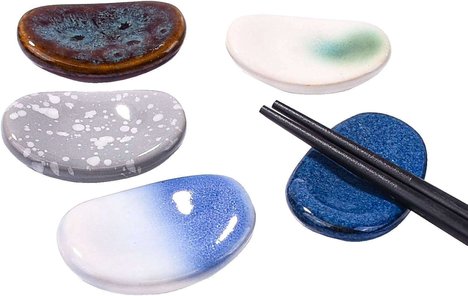 Guo Japanese Chopsticks Rest Set of 5 Traditional Ceramic Chopsticks ...