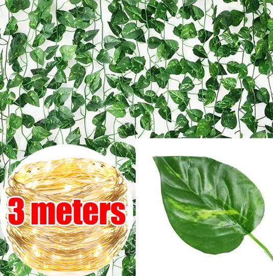 Guo TaoArtificial Plant Green Ivy Leaf Vine Lamp String Hanging Fake ...