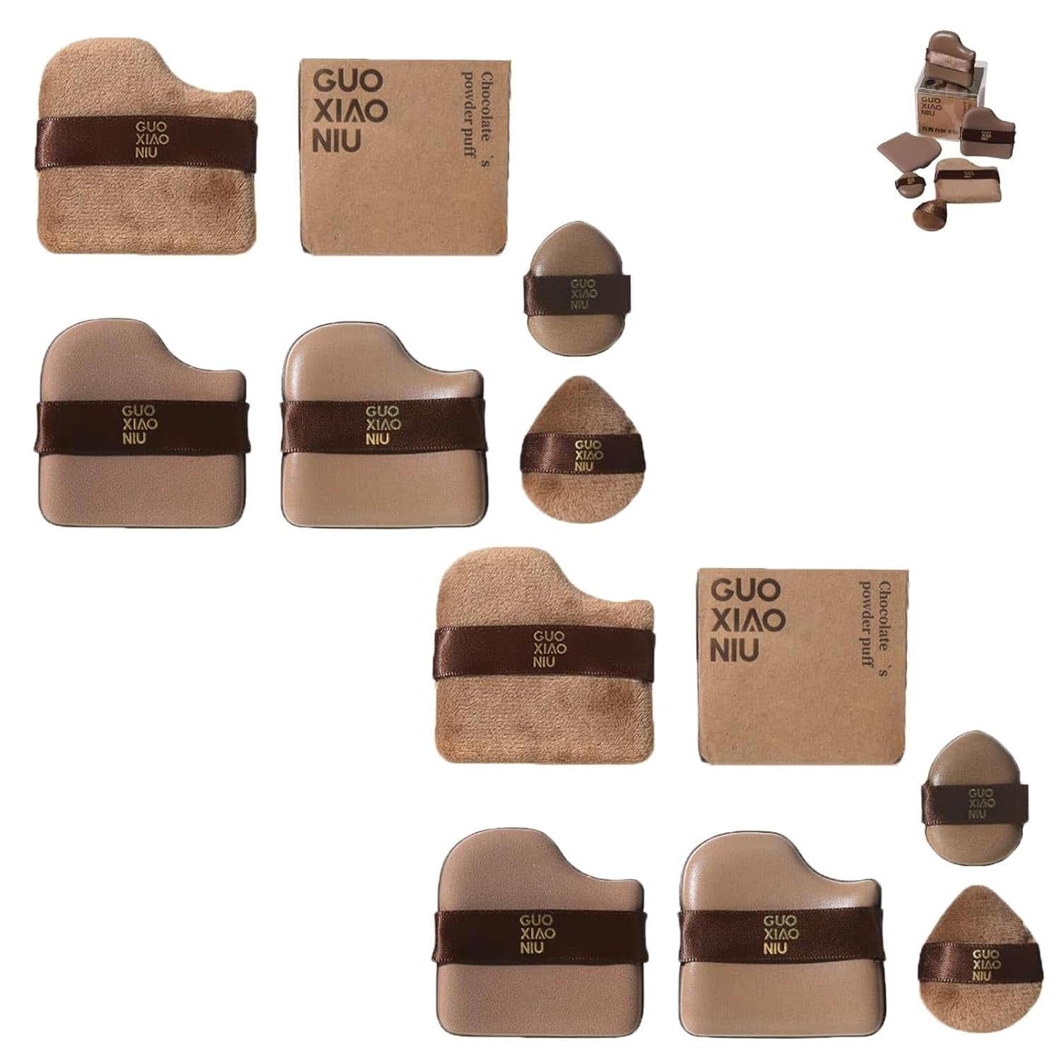 Guo Xiao Niu Makeup Puff – 6PCs Chocolate Color Blending Sponge Set ...