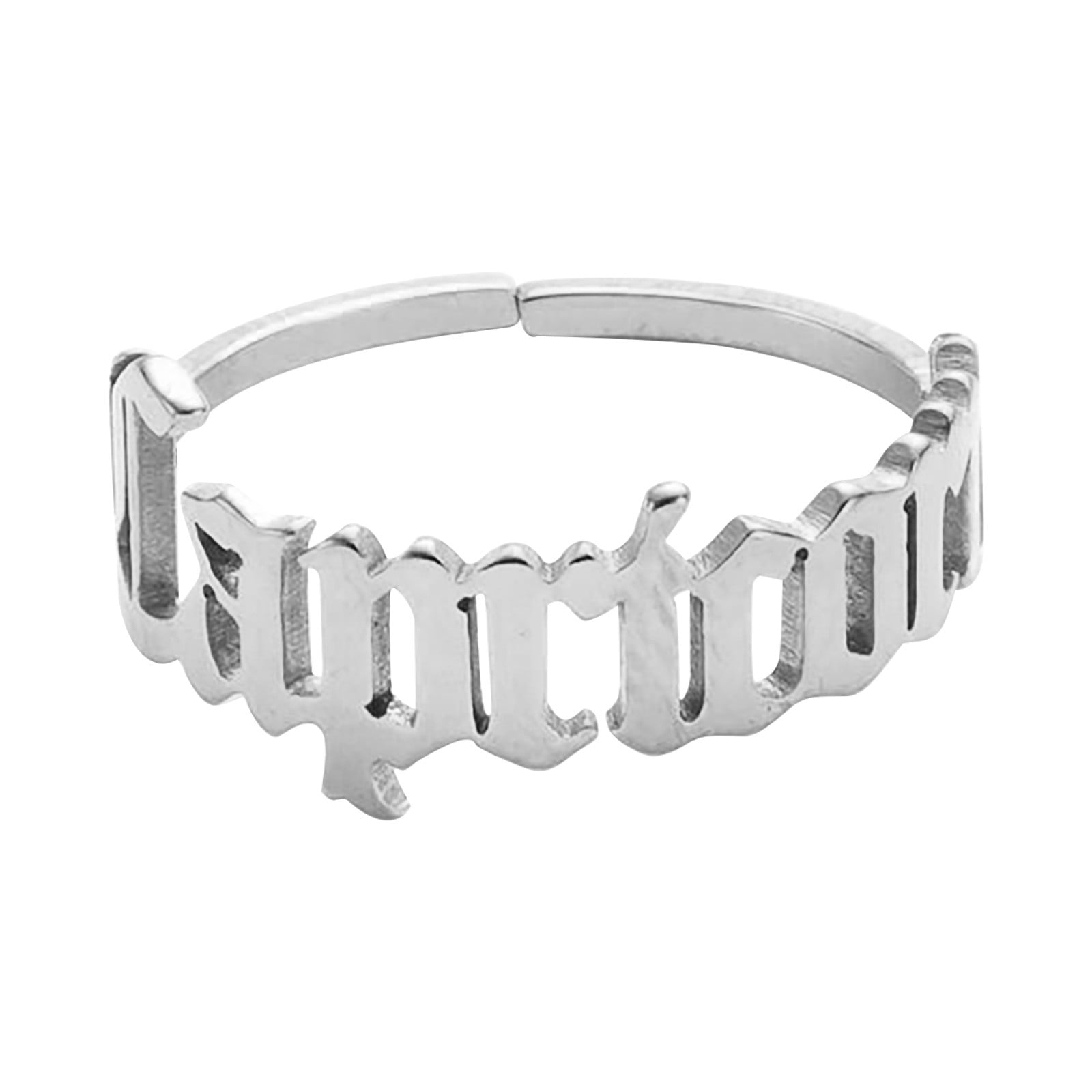 Guodhu 12 Zodiac Old English Letter Ring ,Silver Plated Constellation ...