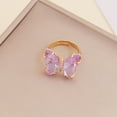 Guodhu Butterfly Crystal Adjustable Birthstone Rings for Women Teen ...