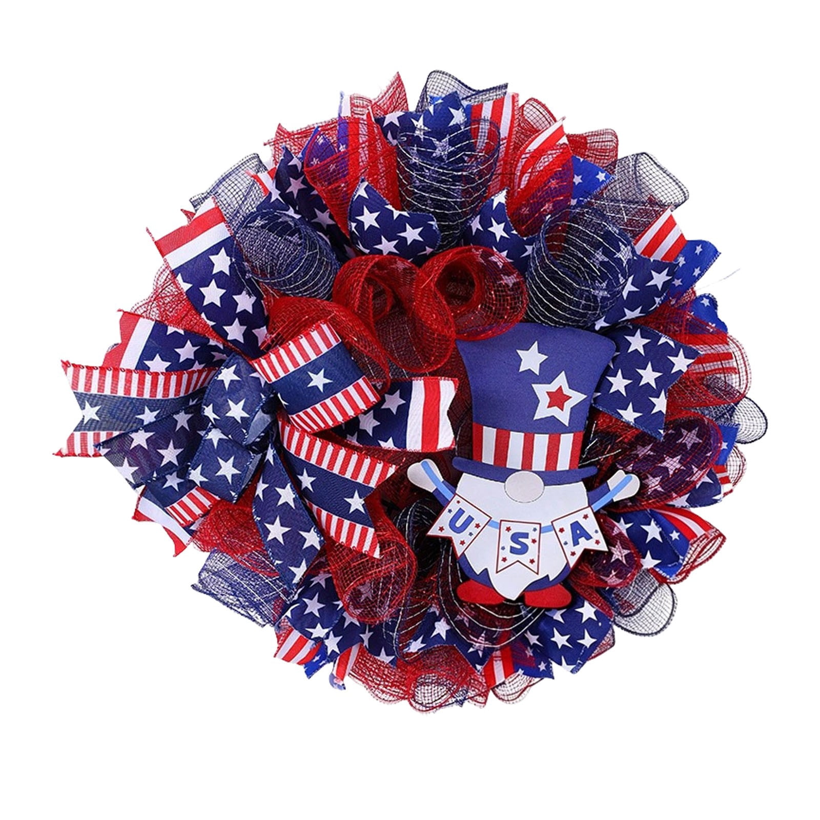 Guodhu Flag Ribbon Wreath Patriotic Hanging Garland, Independence Day ...