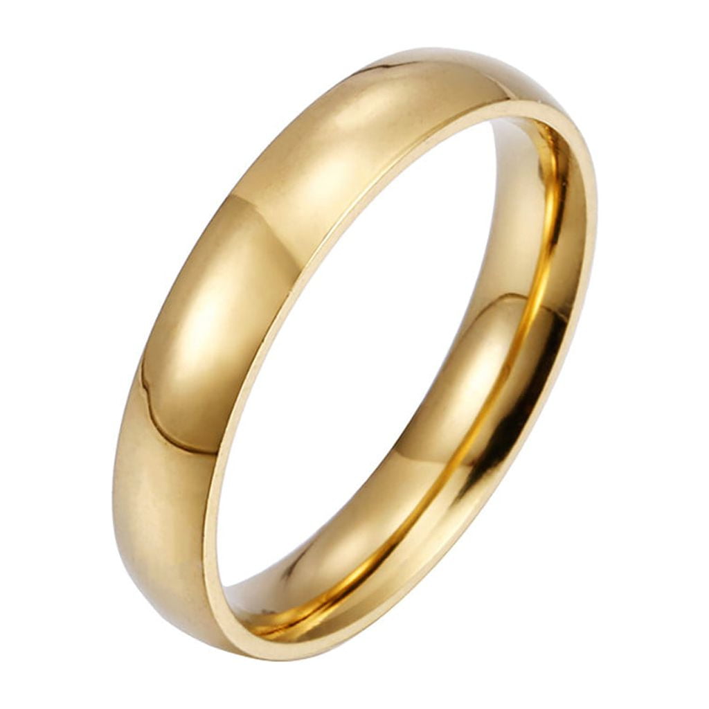 Guodhu Gold Stainless Steel Ring Classic Plain Dome High Polished ...