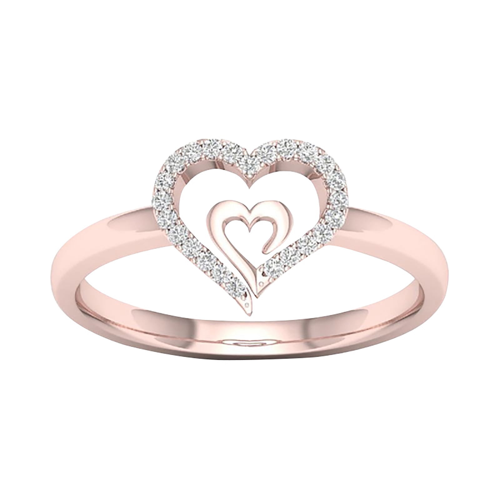 Guodhu Pink Heart Promise Ring – Simulated Diamond CZ & Created ...