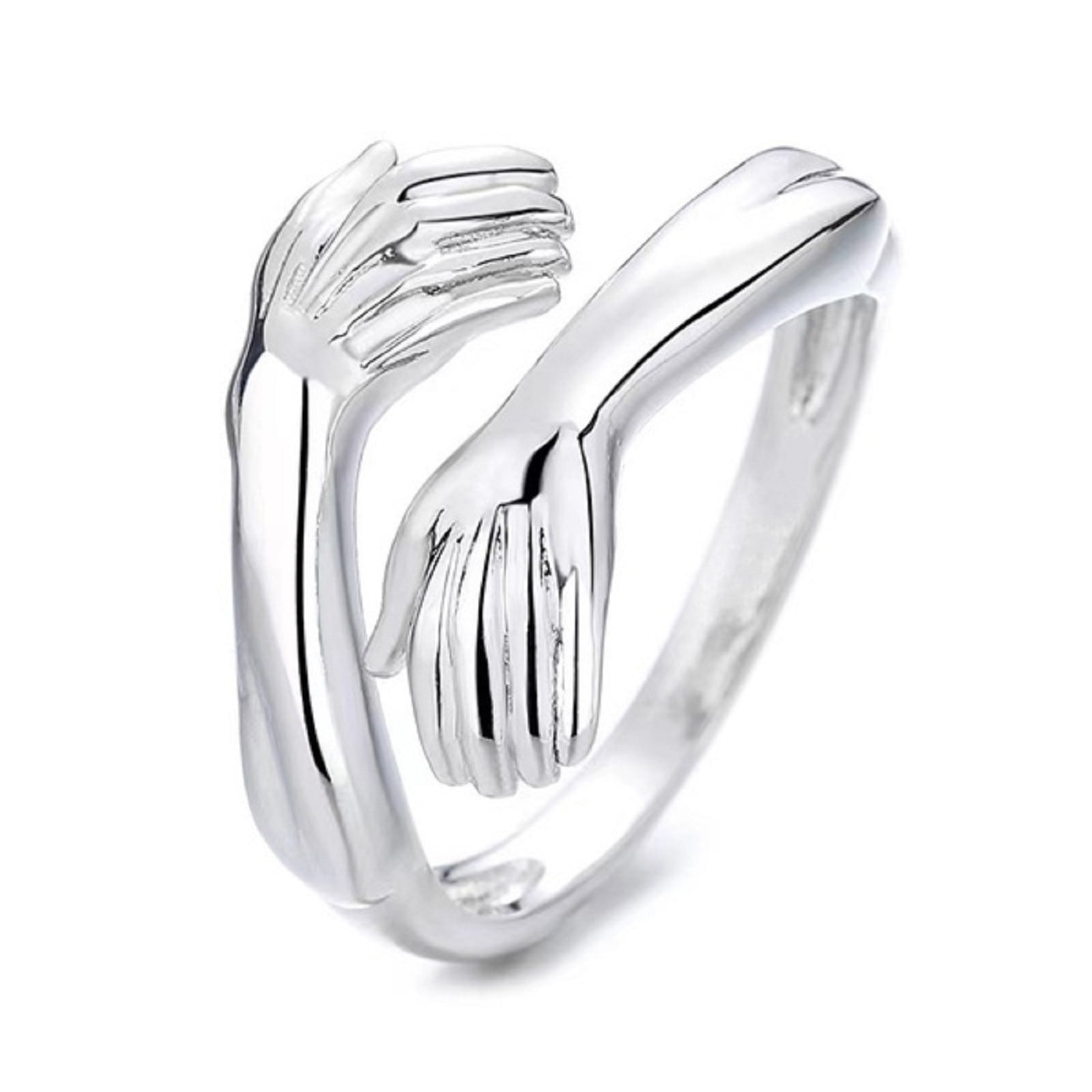 Guodhu Silver Hug Rings for Women Adjustable Hugging Hands Open Ring ...