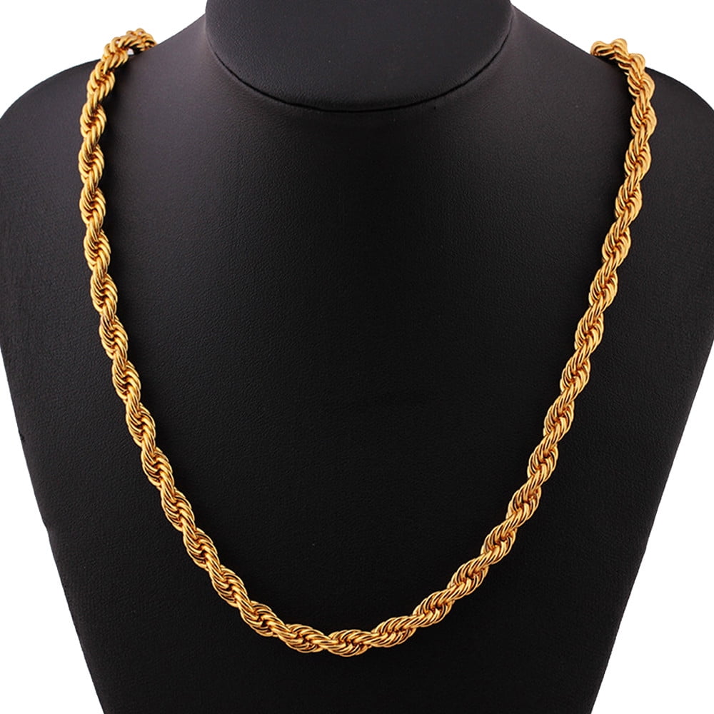 Guodhu Sparkling Big Figaro Chain, Twisted Rope Chain, Gold Plated ...