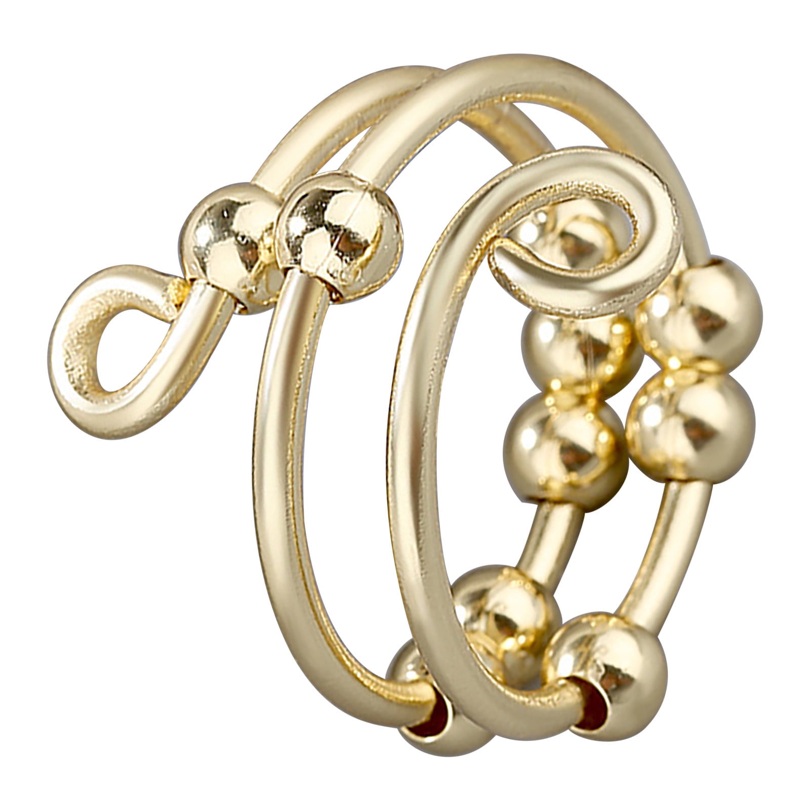 Guodhu Spinner Fidget Beads Ring for Anxiety for Women Coil Spiral ...