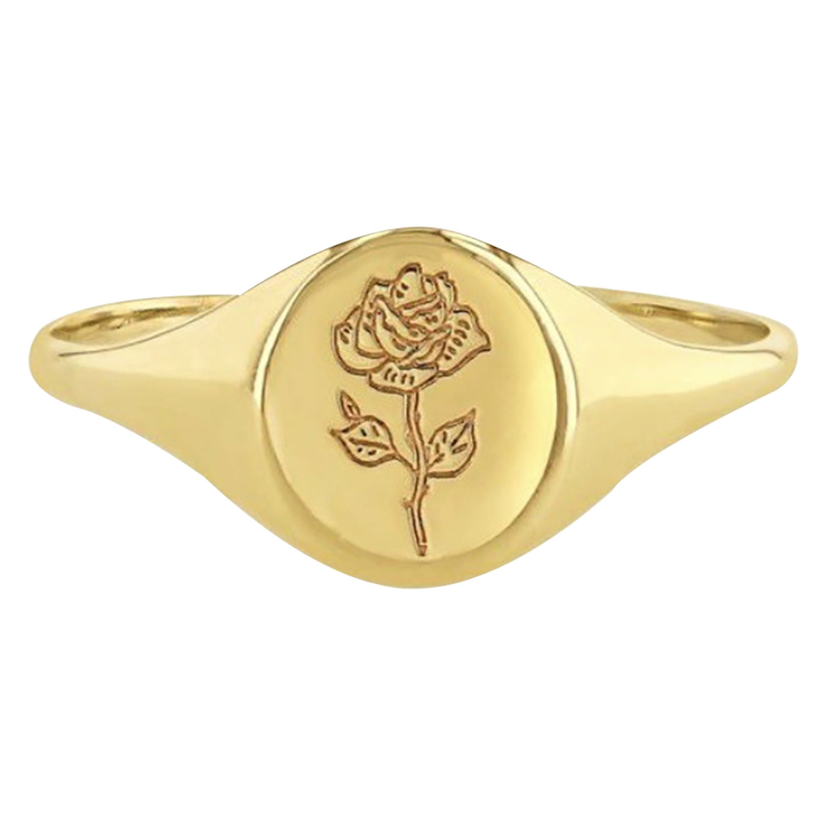 Guodhu Stainless Steel Dainty Sunflower Signet Ring – Wedding/Promise ...
