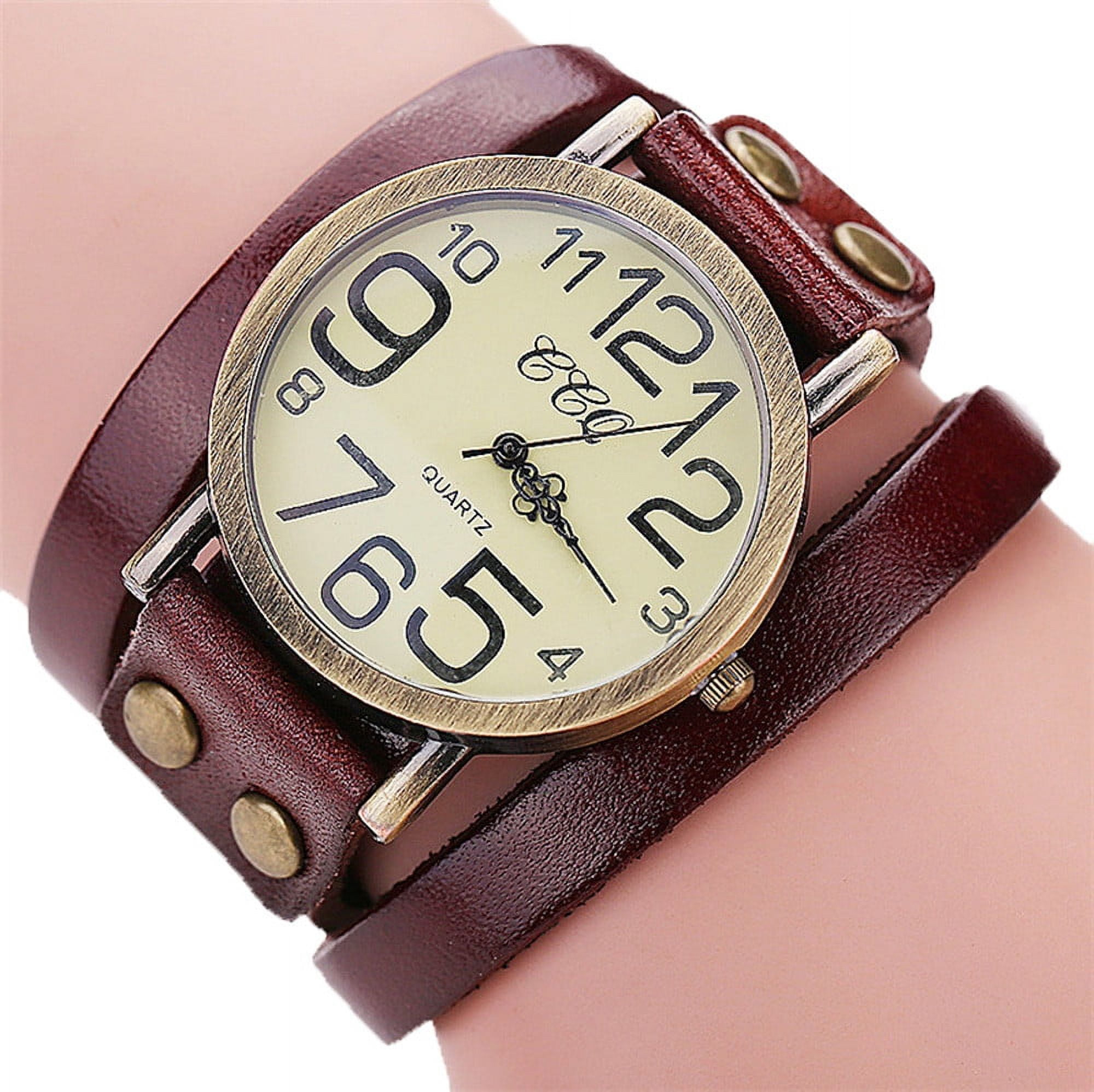 Guodhu Vintage Unisex Wide Band Multi Layers Leather Wrap Cuff Bracelet ...