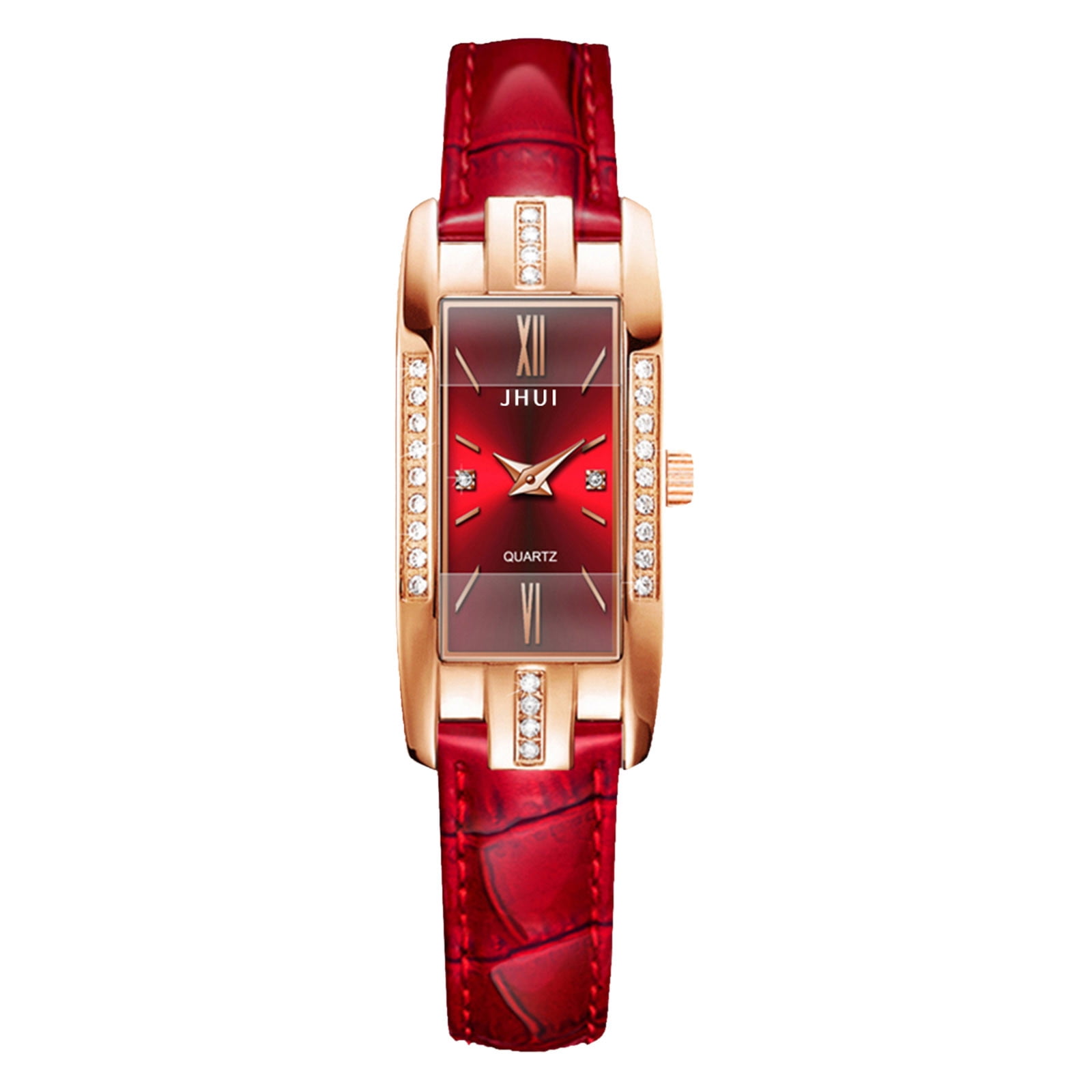 Guodhu Vintage Womens Quartz Square Watch Roman Numerals Small Dial ...