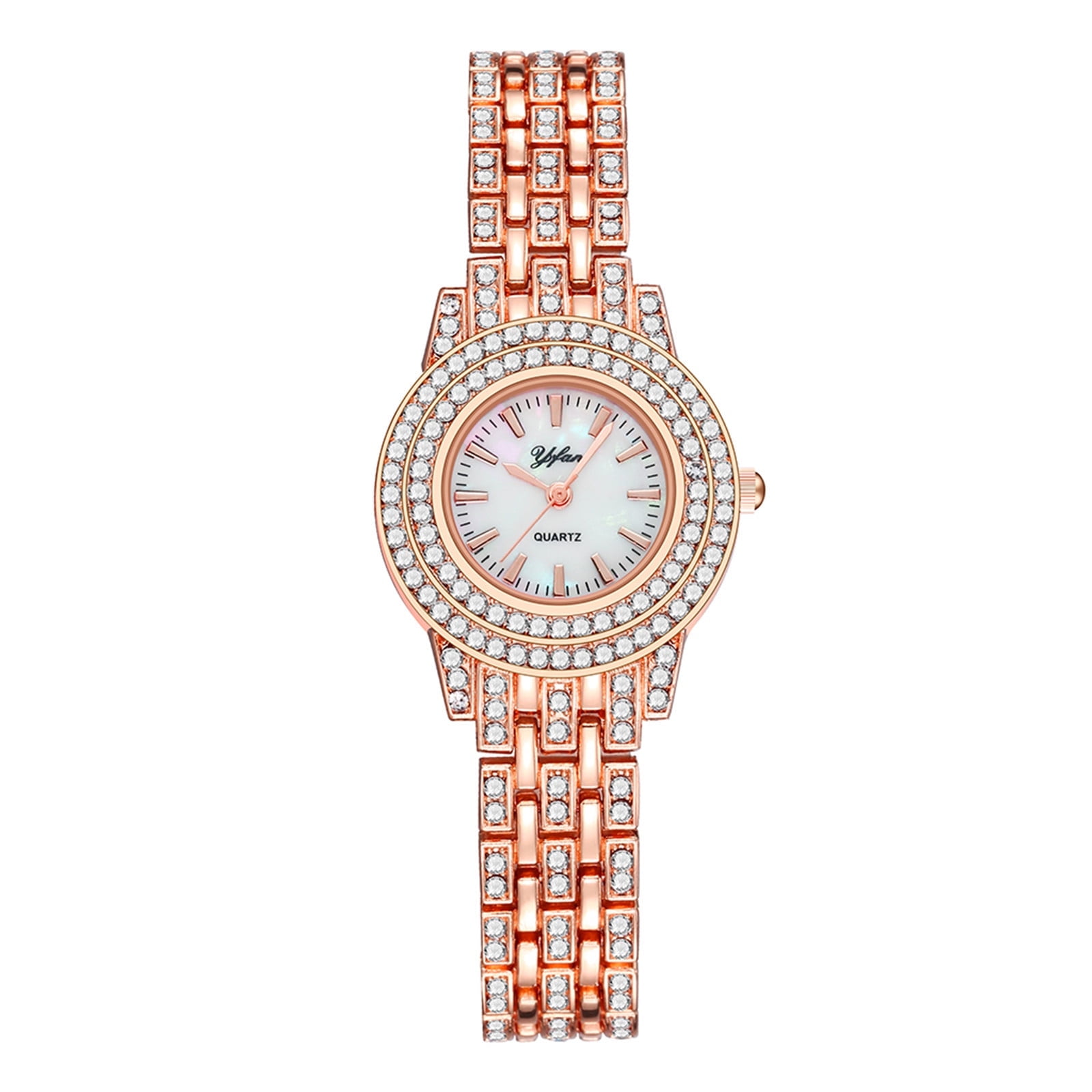 Guodhu Women Watch Gold Tone Stainless Steel Crystal Rhinestone Quartz ...
