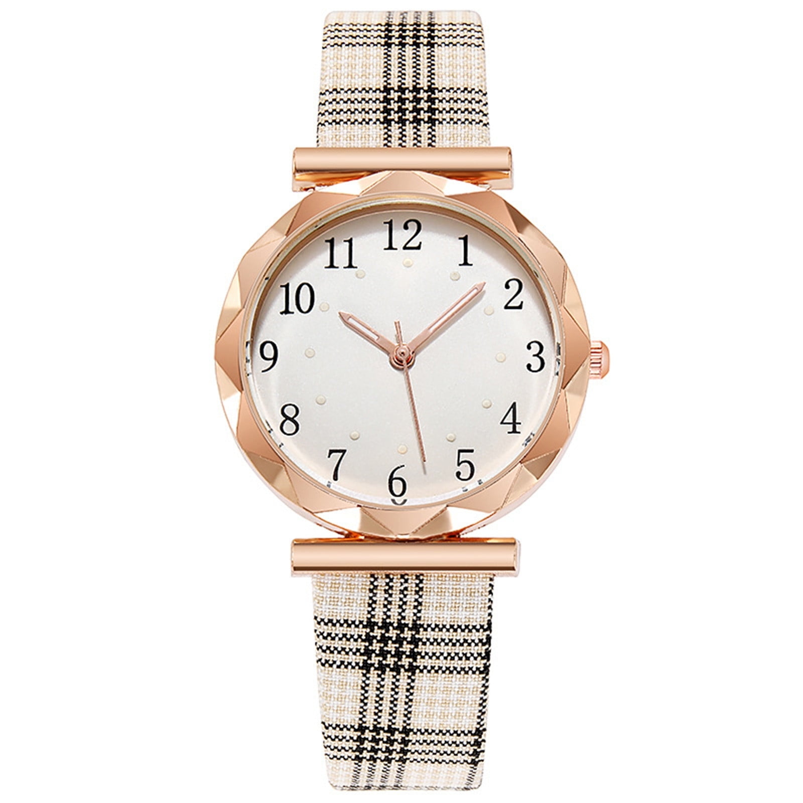 Guodhu Womens Fashion Diamond Shape Dial Luminous Watch Plaid Strap ...