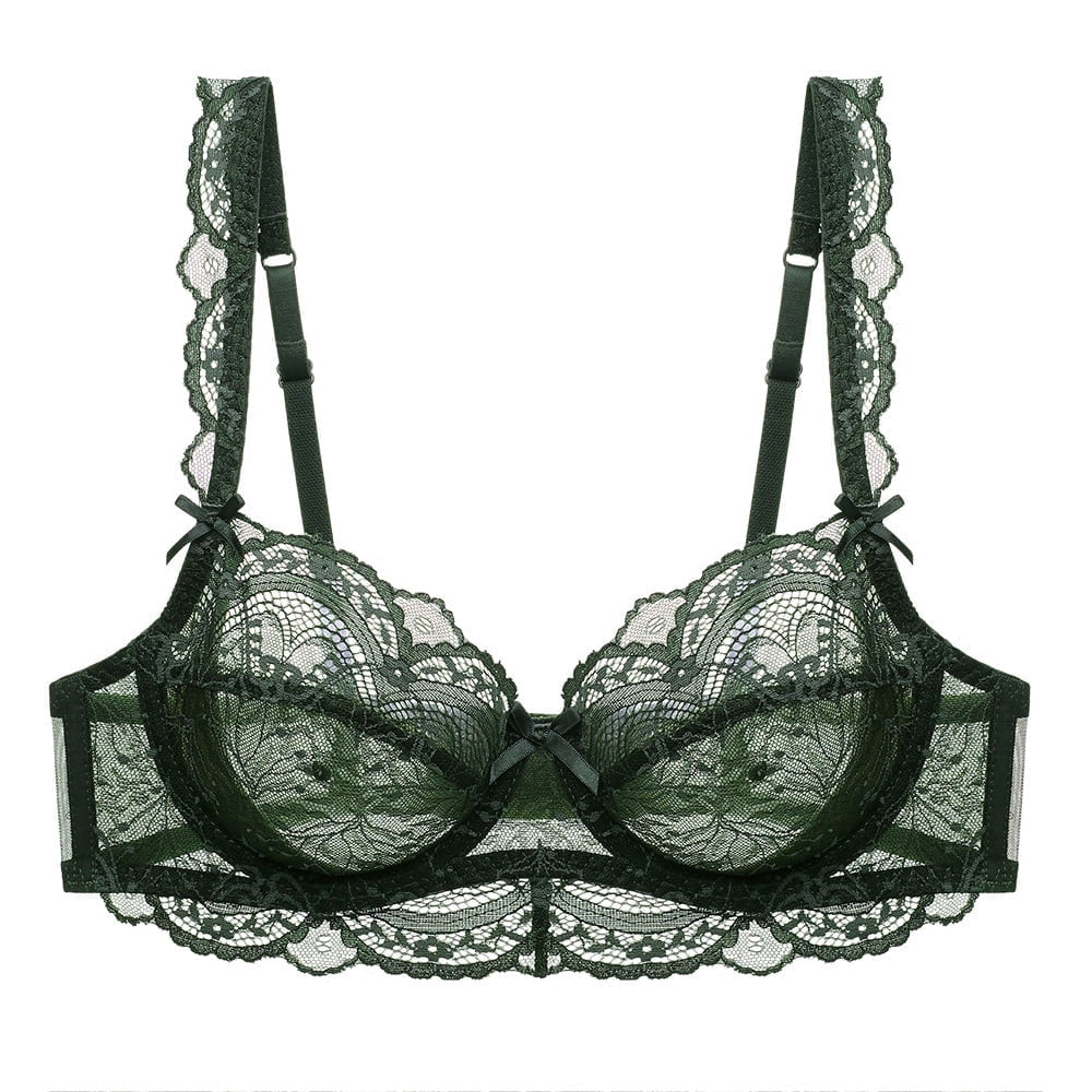 Guoeappa Women's Lace Bra Beauty Sheer Sexy Bra Non Padded Underwired ...