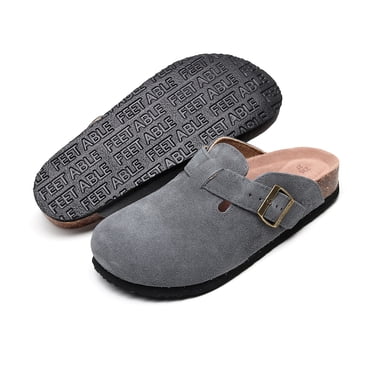 BERANMEY Women's Suede Clogs & Mules Stylish Leather Mules with Arch ...