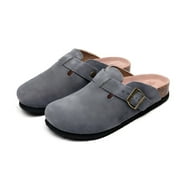 BERANMEY Women's Suede Clogs & Mules Stylish Leather Mules with Arch Support and Cork Footbed ...