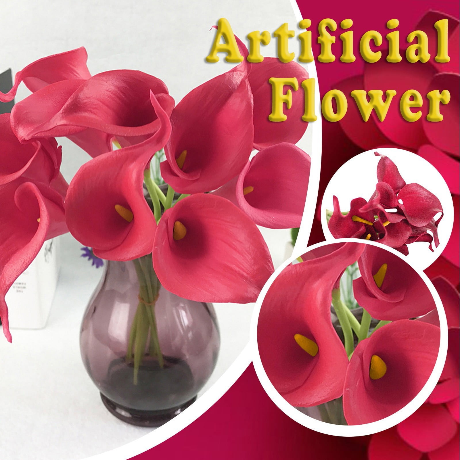 Guopo 10PC Artificial Flower Latex Real Bridal Wedding Bouquet Home ...